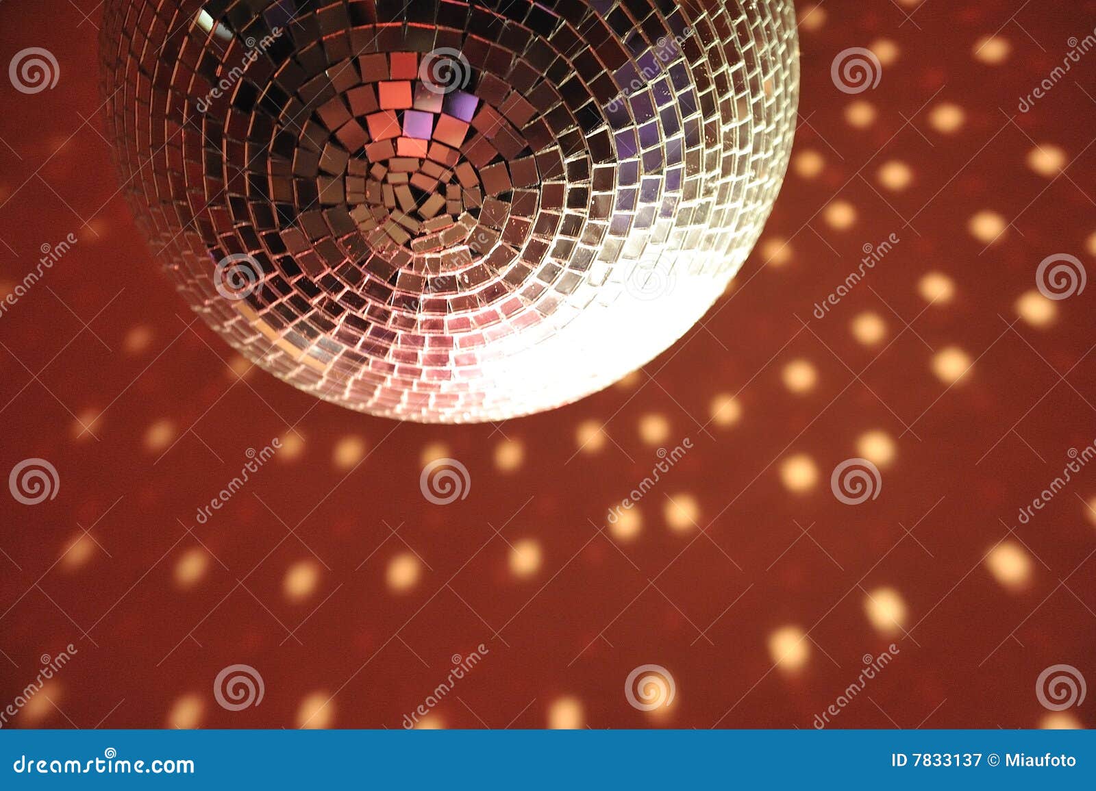 Discotheque Light Ball Luminary on Red Ceiling Stock Image - Image of ...