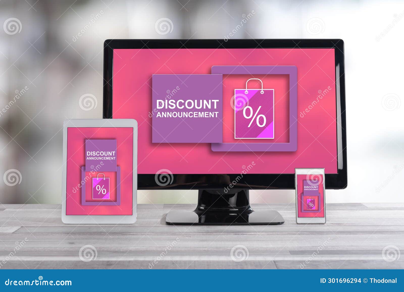 Discount Announcement Concept on Different Devices Stock Photo - Image ...