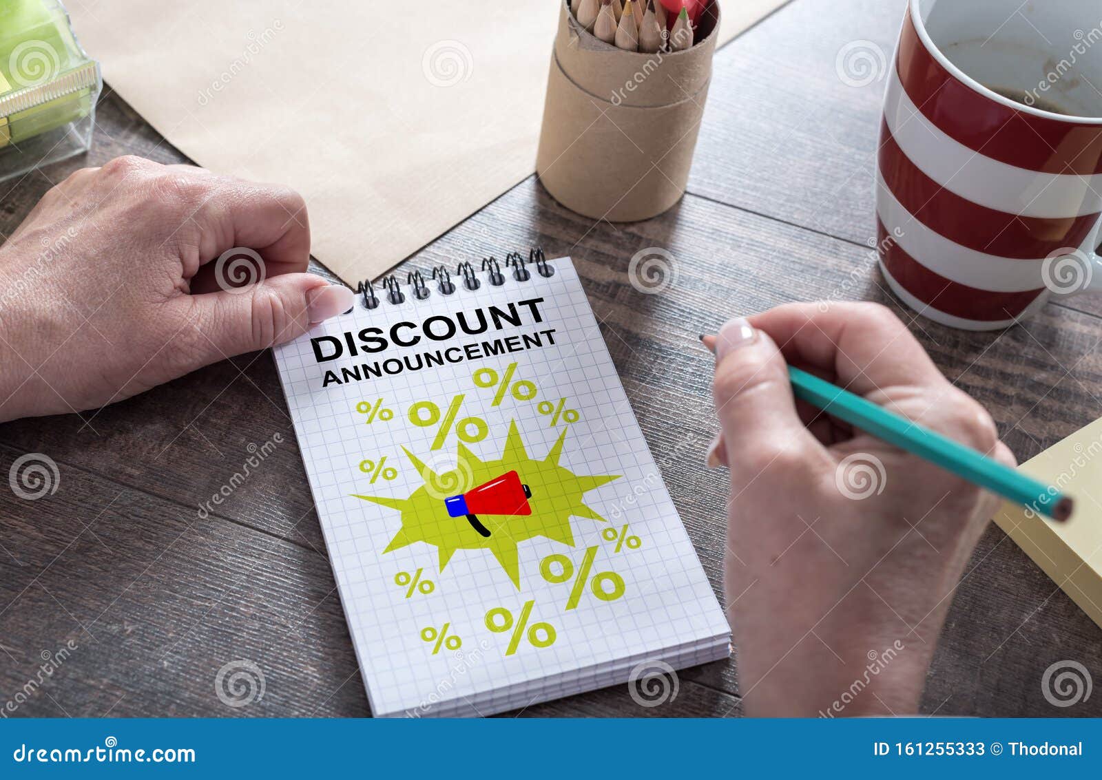 Discount Announcement Concept on a Notepad Stock Image - Image of sign ...