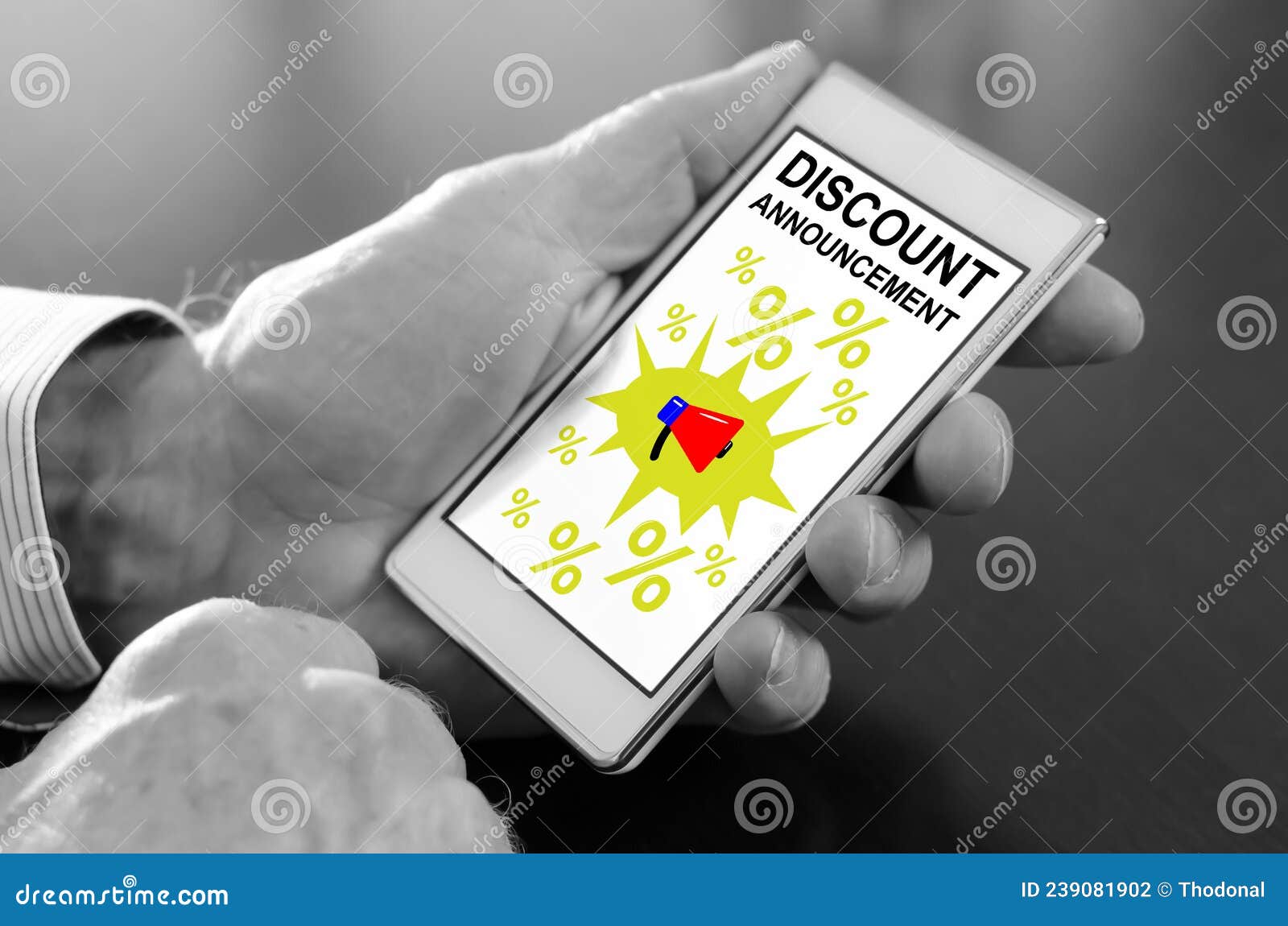 Discount Announcement Concept on a Smartphone Stock Photo - Image of ...