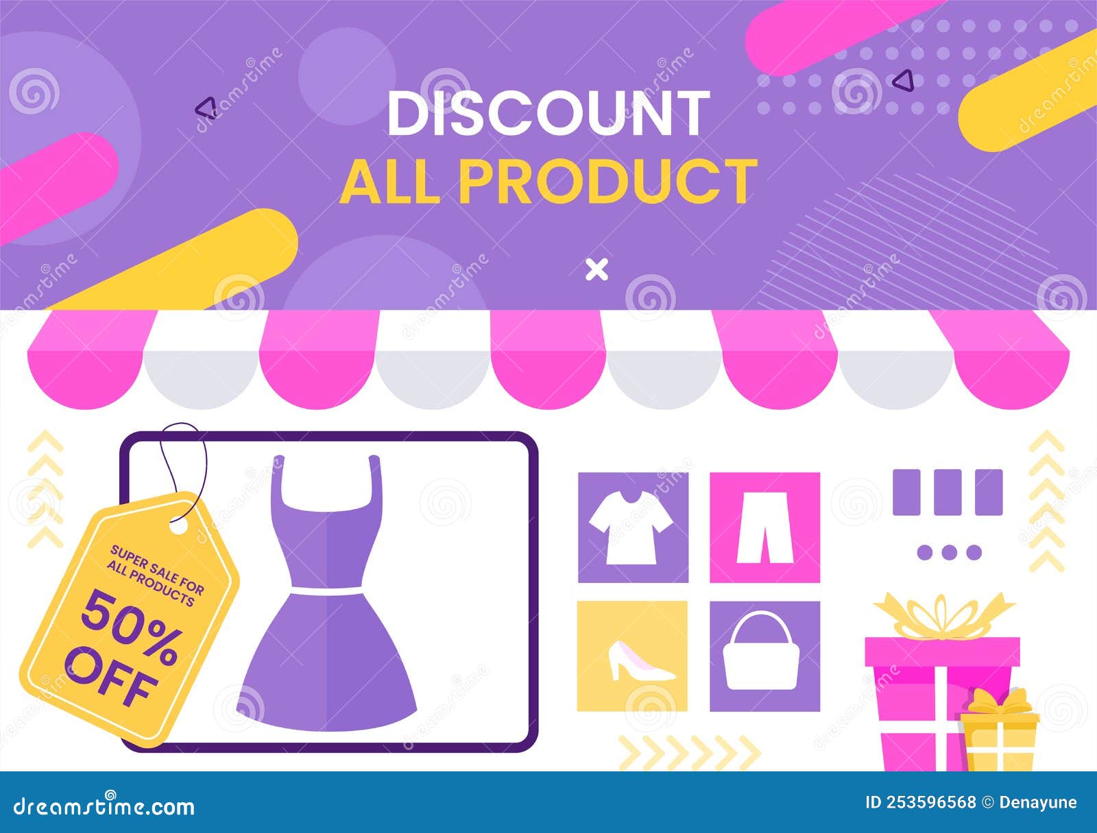 Discount Background Template Hand Drawn Cartoon Flat Illustration Stock ...