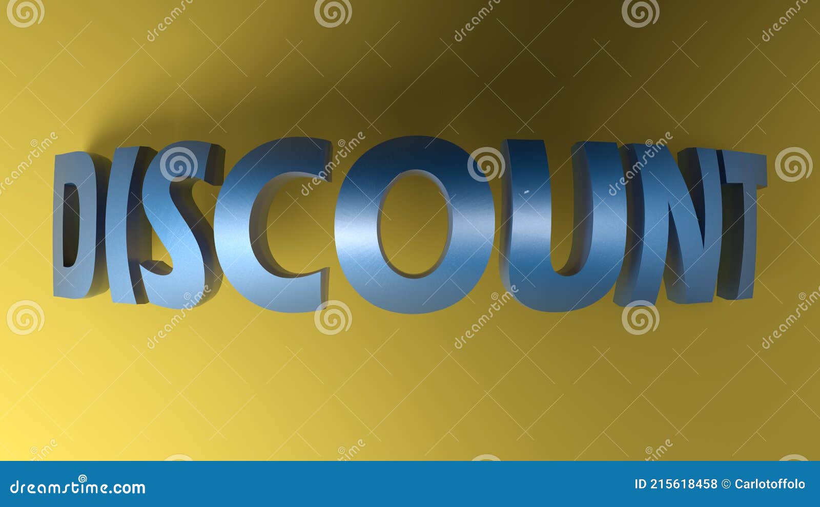 DISCOUNT Blue Glossy Write on Yellow Background - 3D Rendering ...