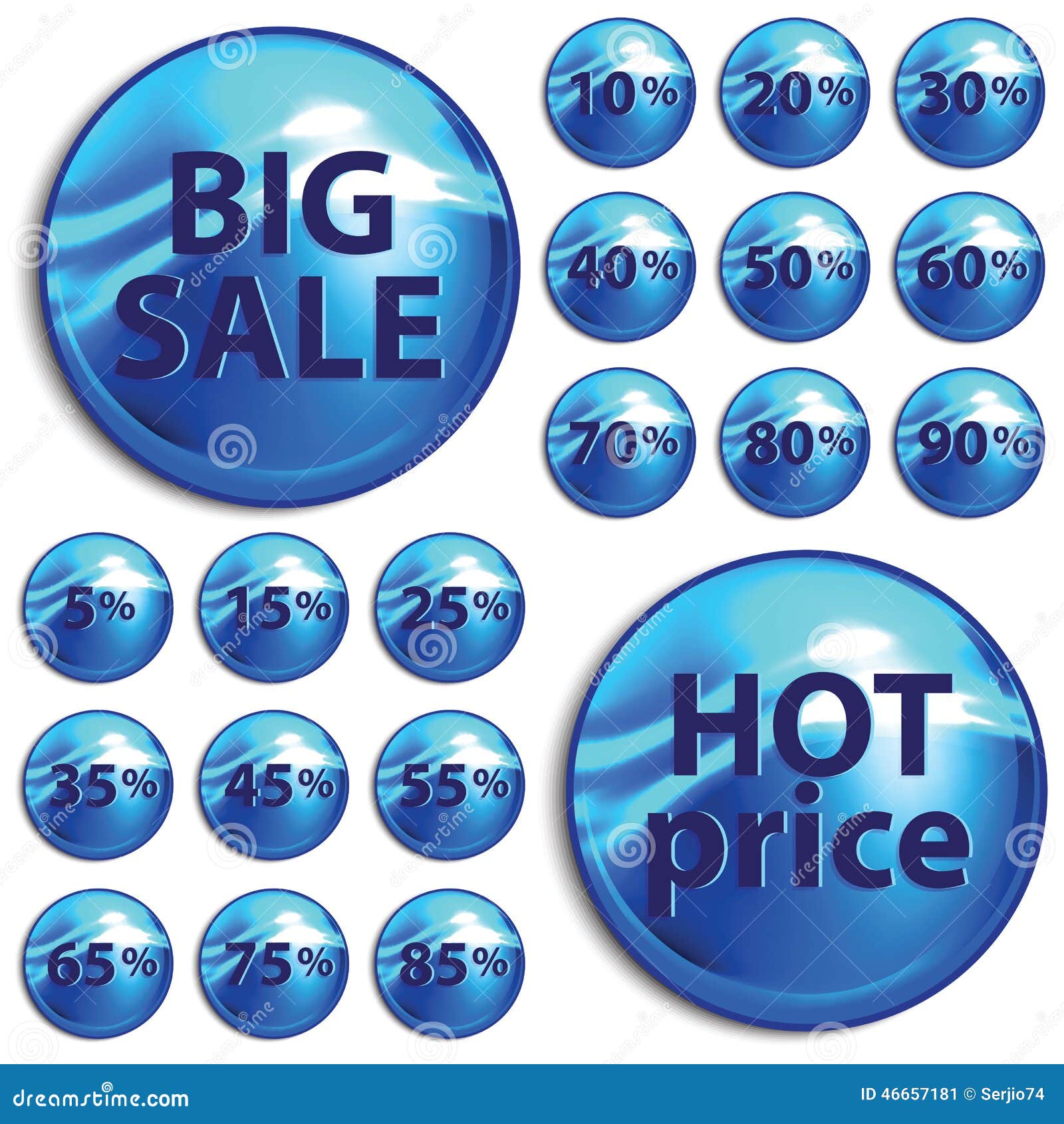 Discount Blue Stickers on White Background. Stock Vector - Illustration ...