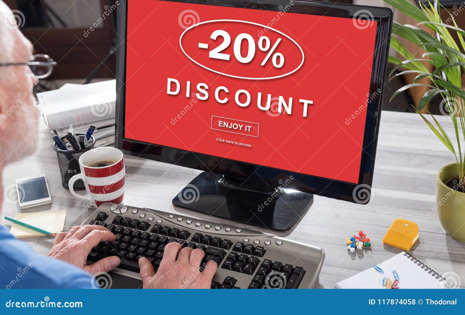 Discount Concept on a Computer Stock Photo - Image of desk, store ...
