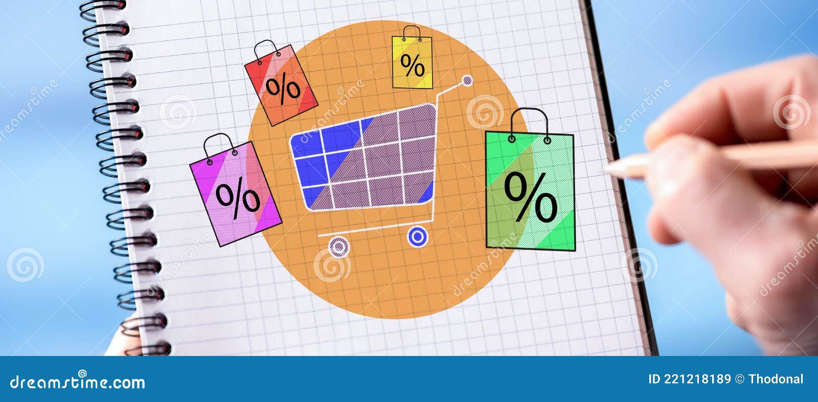 Discount Concept on a Notepad Stock Image - Image of market, cart ...