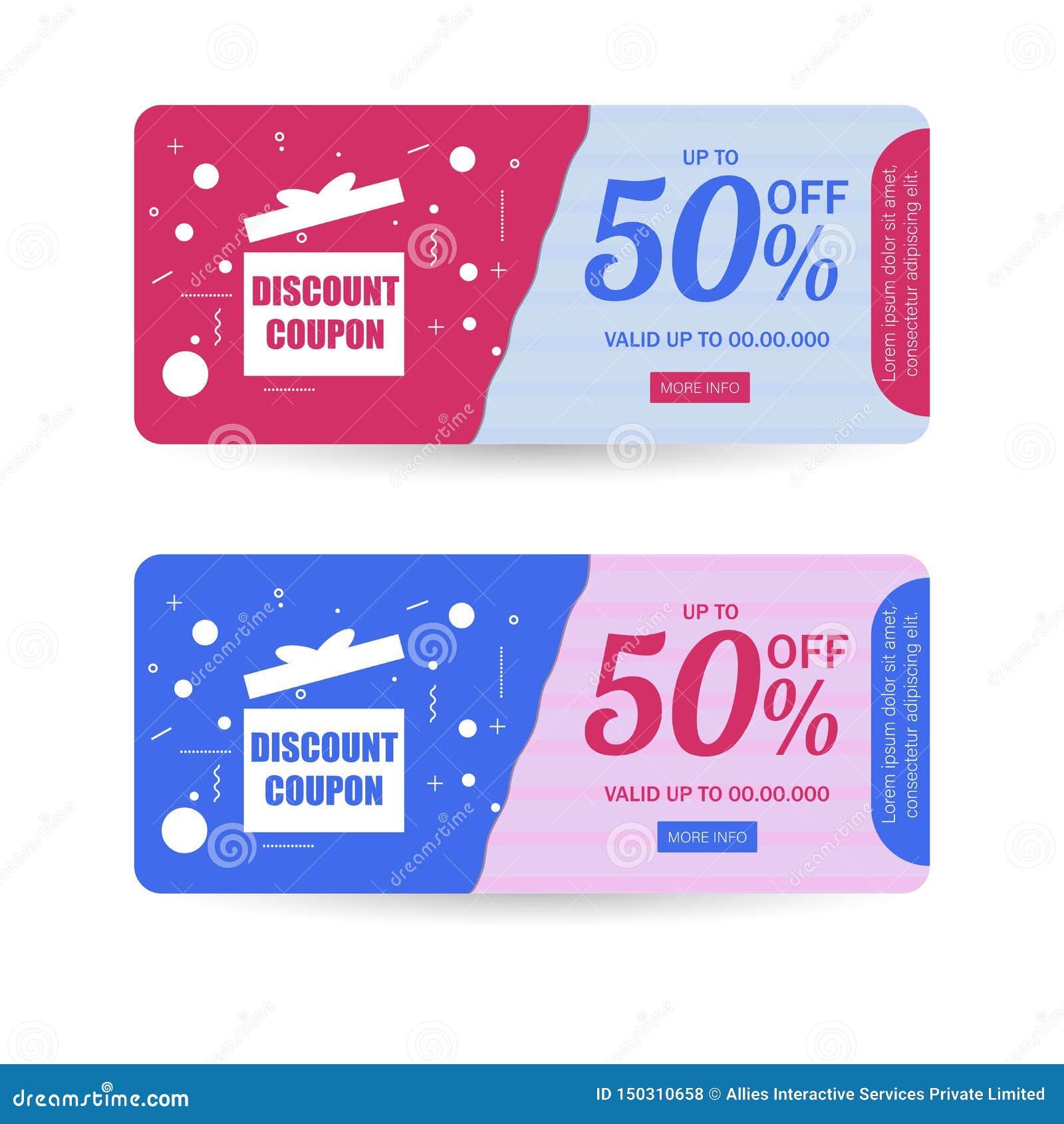 Discount Coupon or Gift Card Layout in Two Color Option. Stock ...