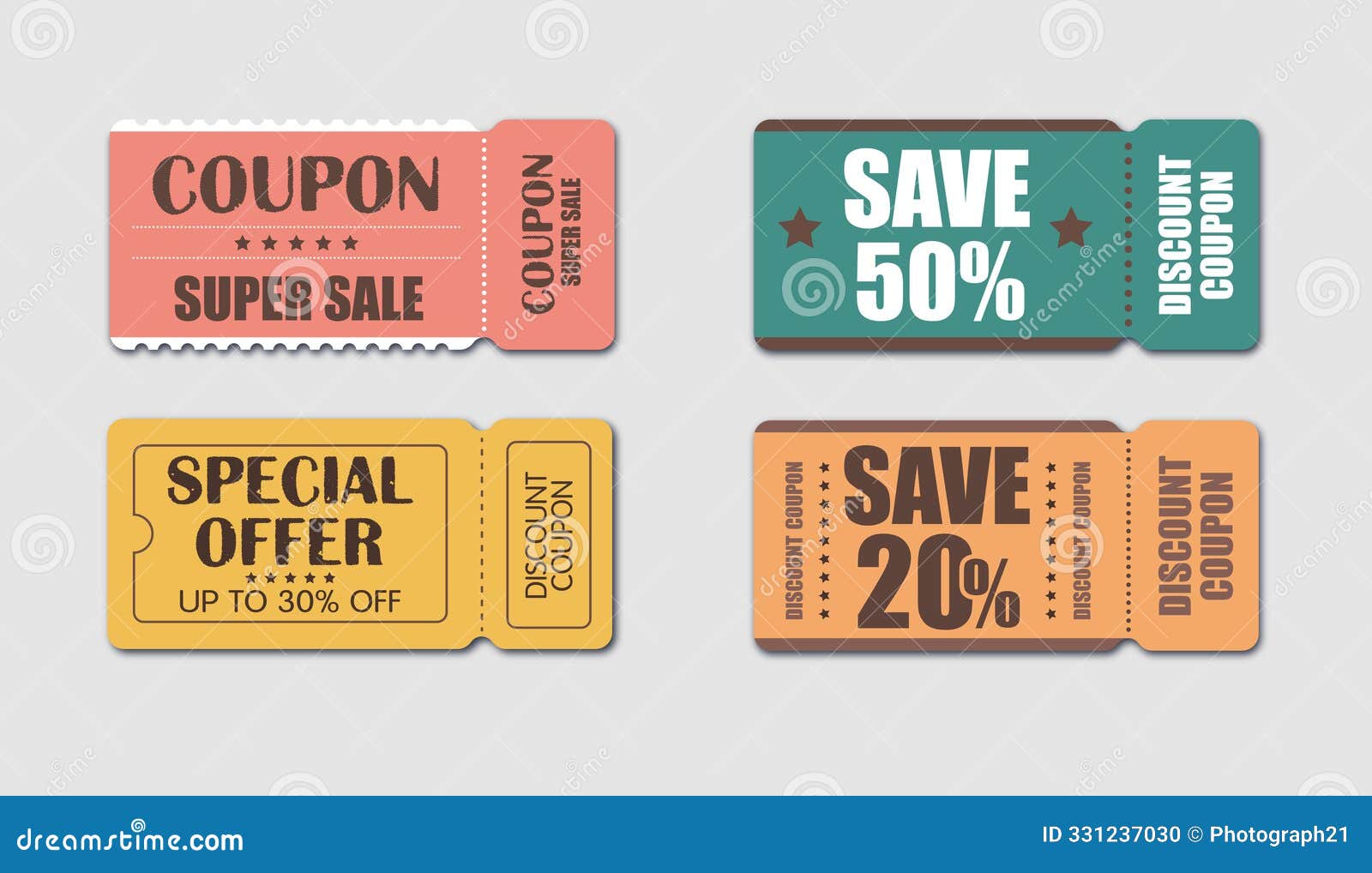 Discount Coupon Illustration Set in the Old Style Stock Illustration ...