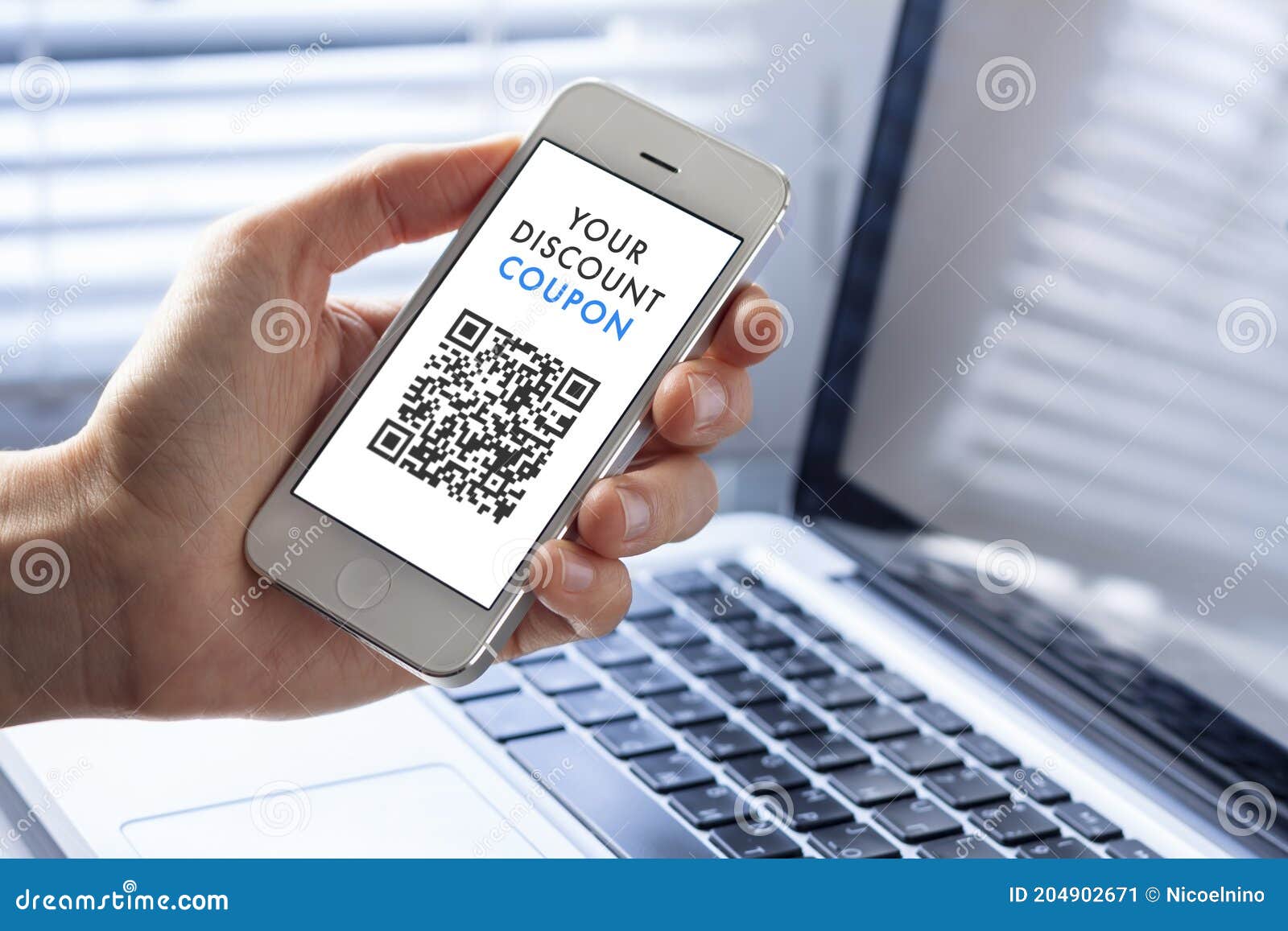 Discount Coupon on Smartphone Stock Image - Image of person, mobile ...