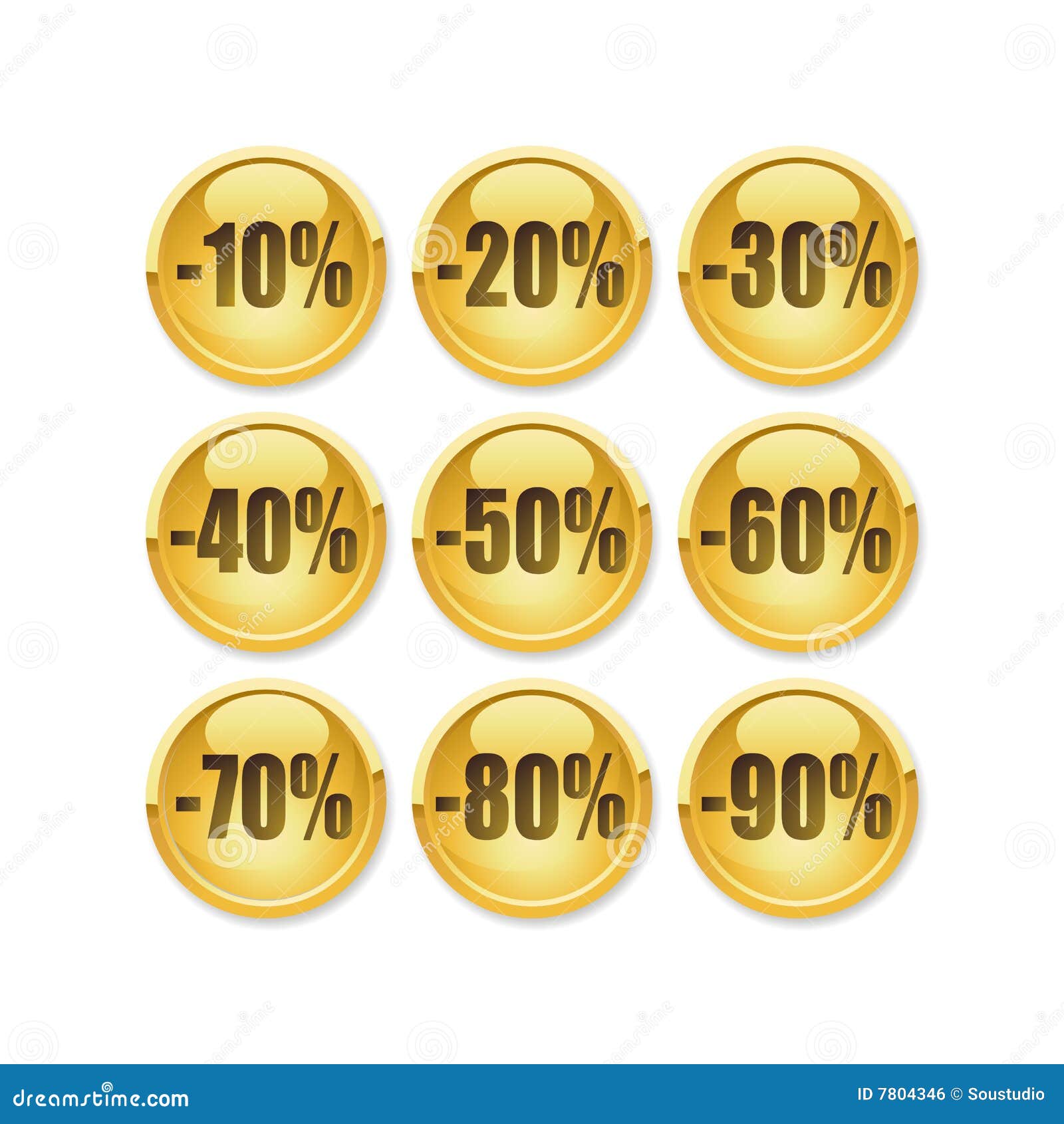 Discount gold button stock vector. Illustration of business - 7804346