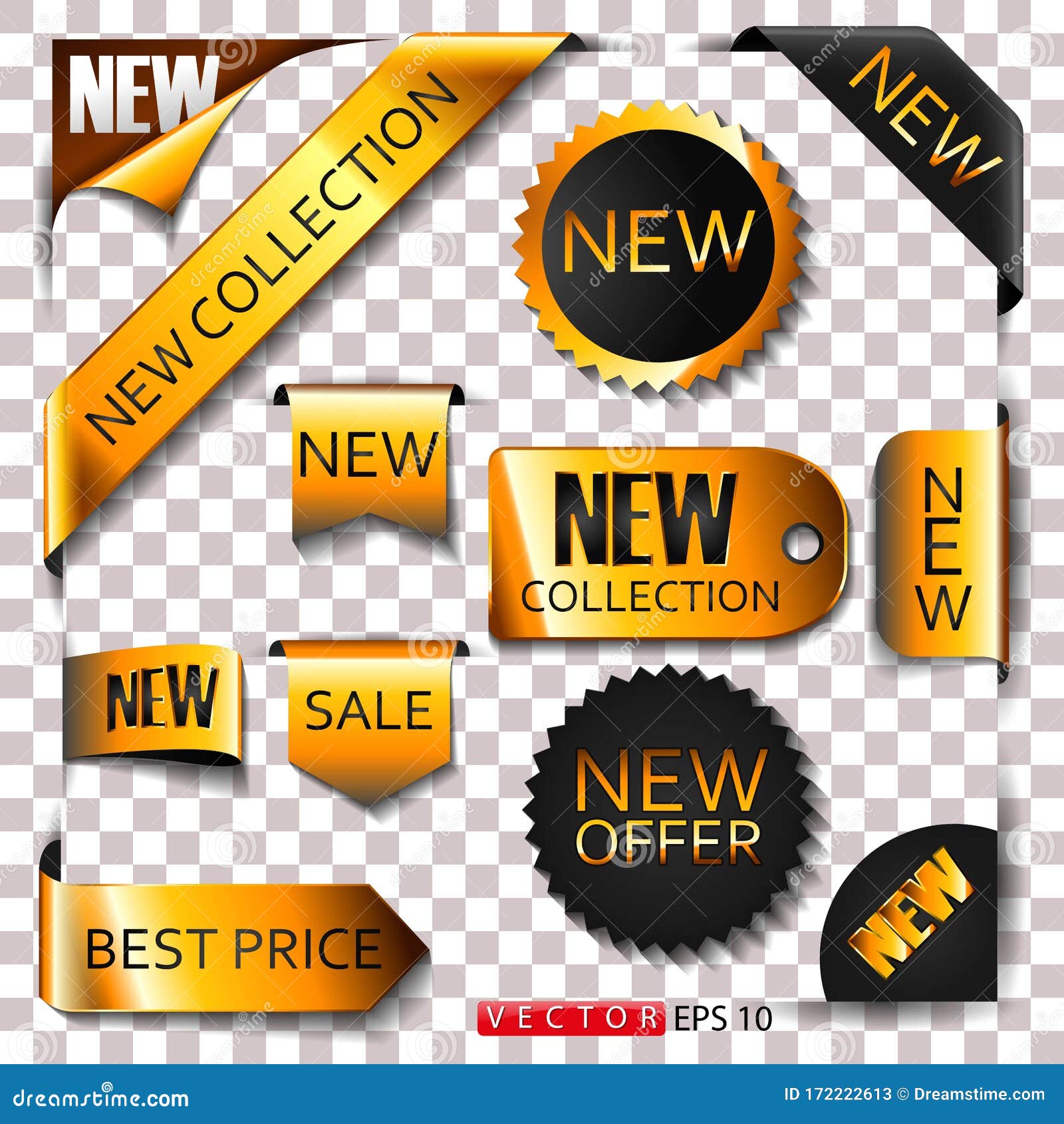 Discount Gold Stickers. Vector, EPS 10 Stock Illustration ...