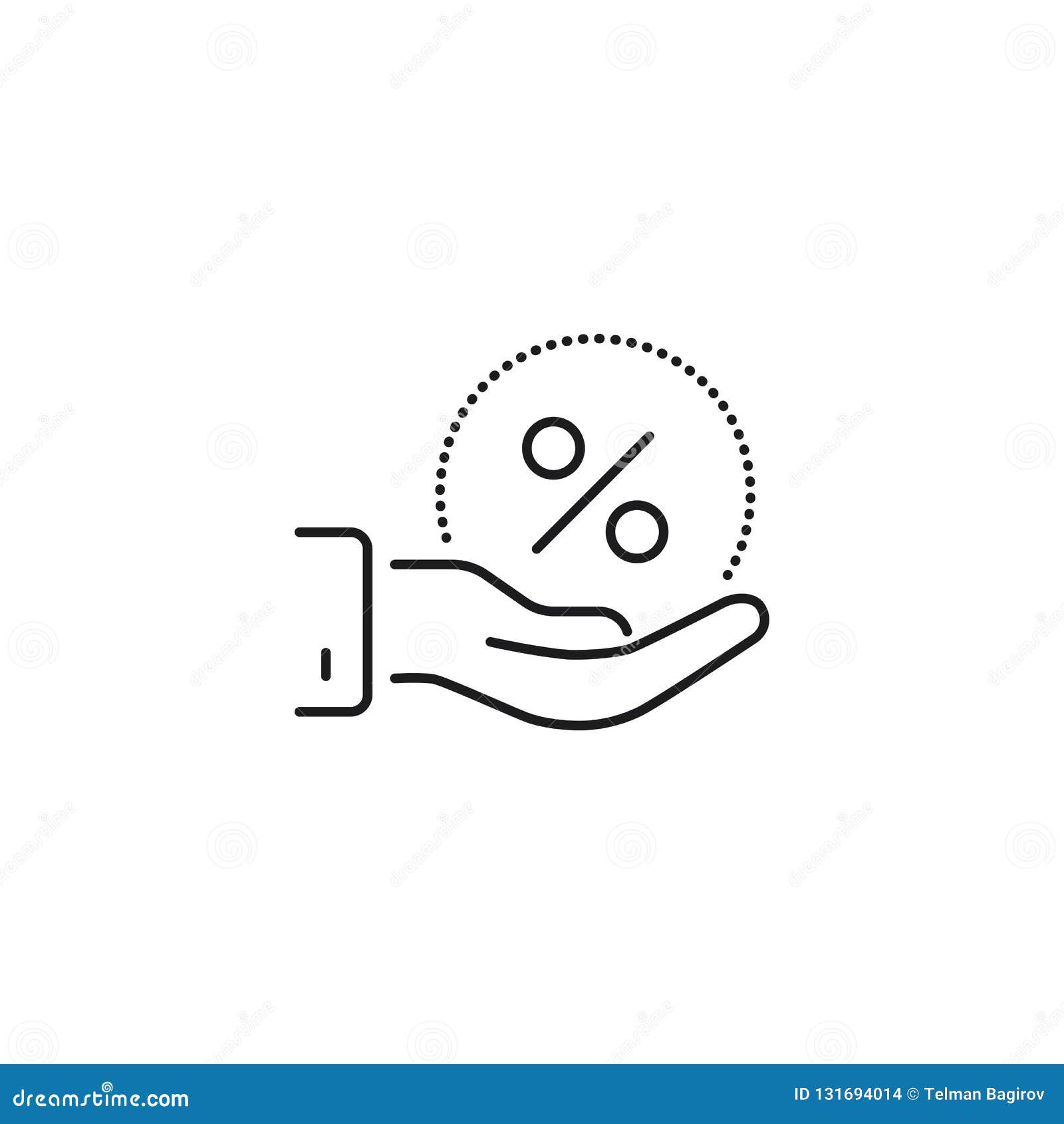 Discount in Hand Line Icon on White Background Stock Illustration ...