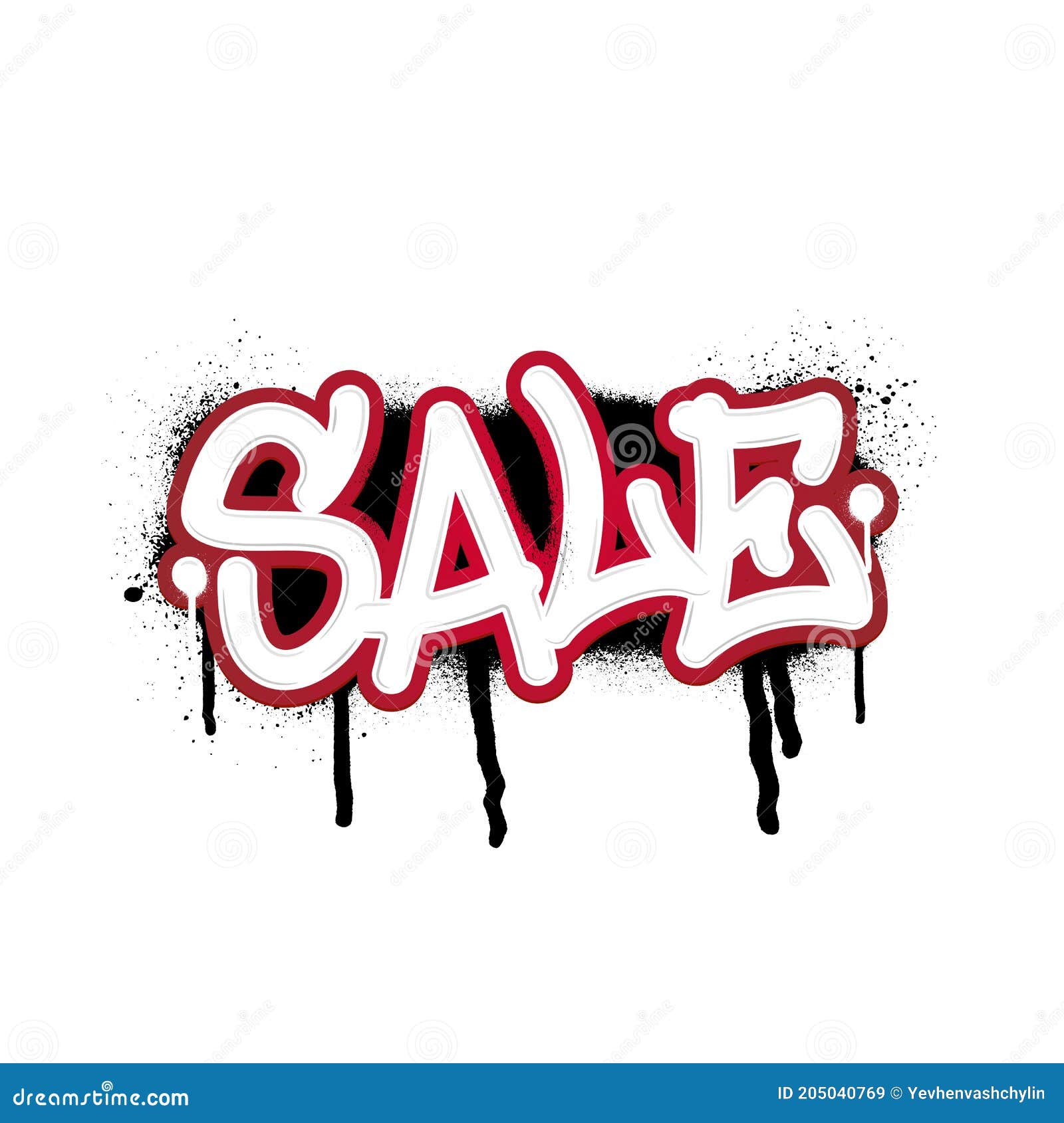 Discount Inscription in Graffiti Style. Vector Template on White ...