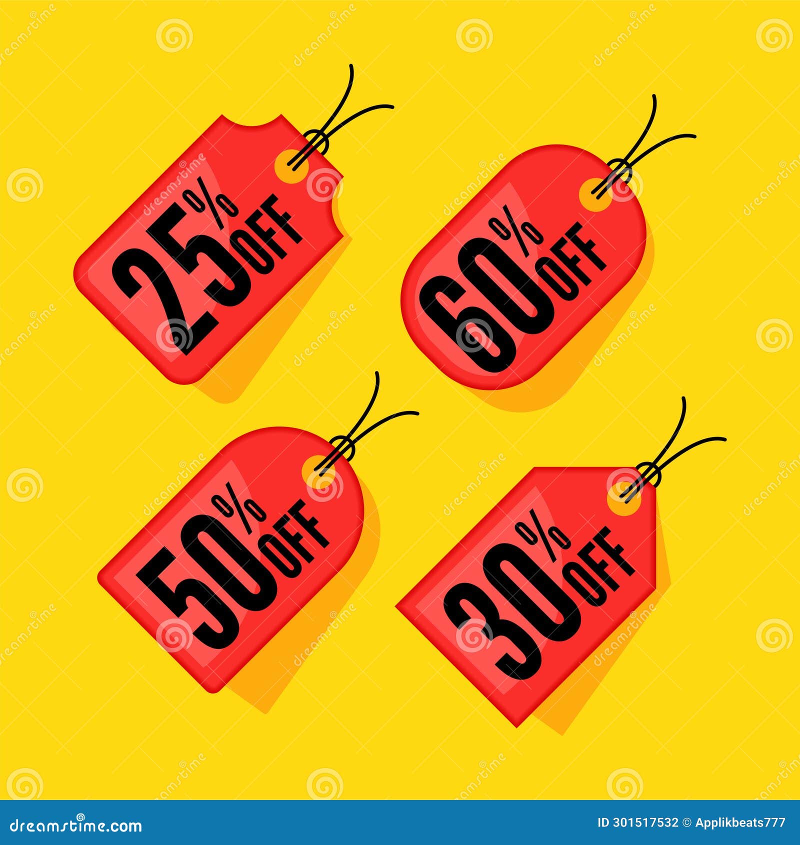 Discount Offer Tag with Different Discount Option Template Stock Vector ...