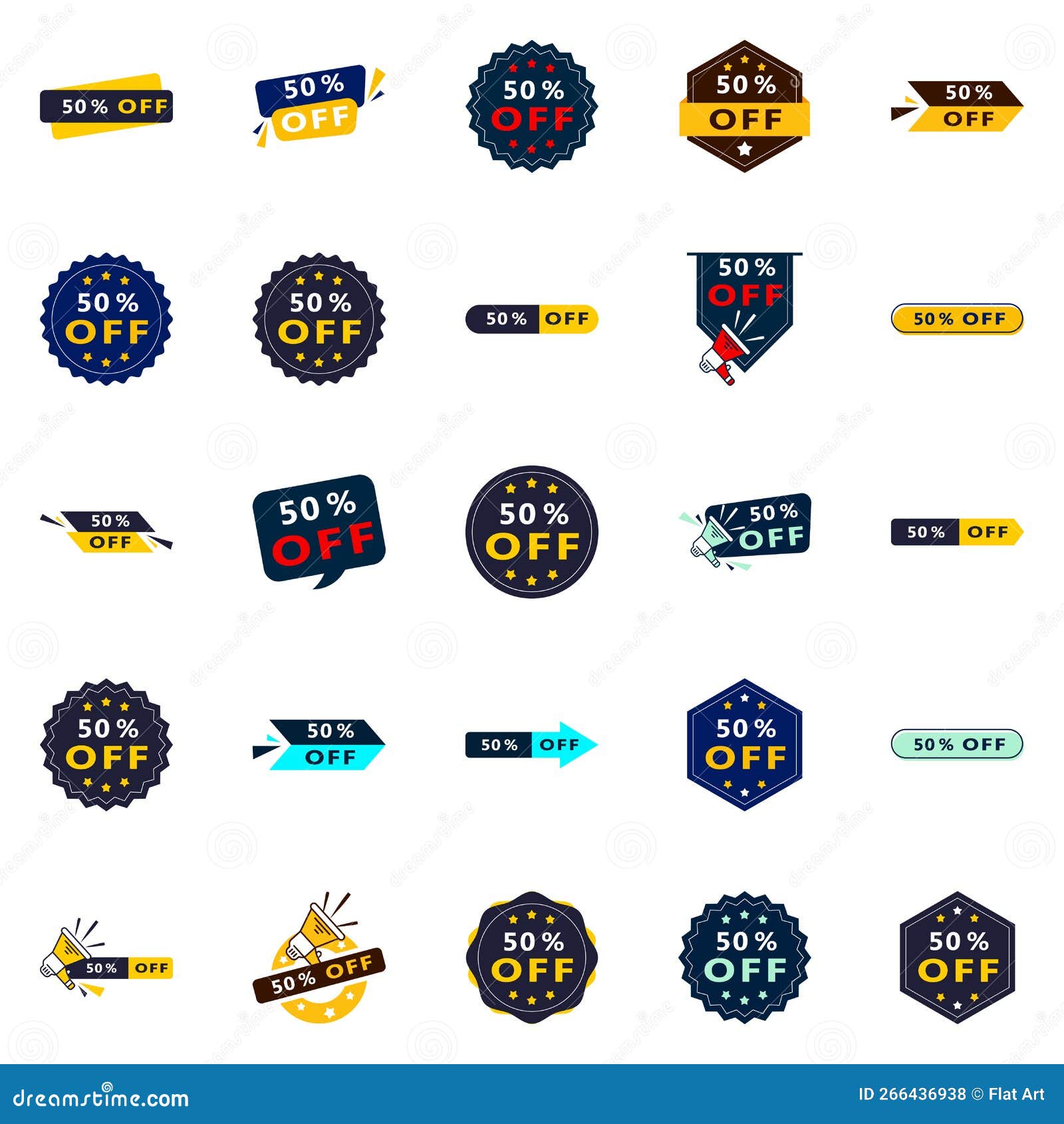 50 Discount Pack Different Design Options Stock Vector - Illustration ...