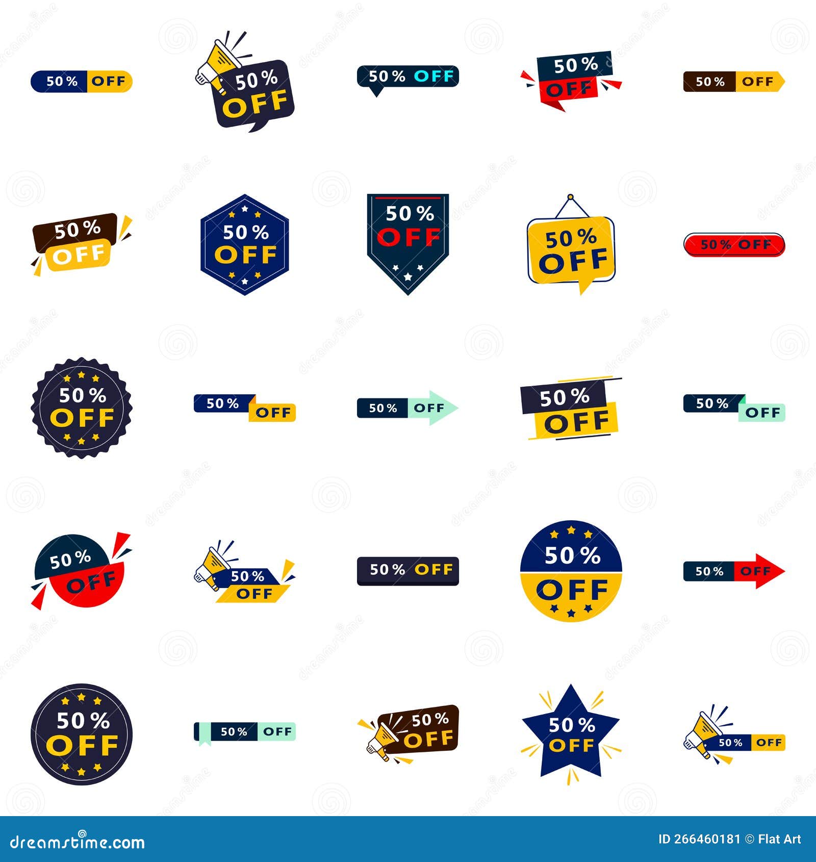50 Discount Pack Different Design Options Stock Vector - Illustration ...