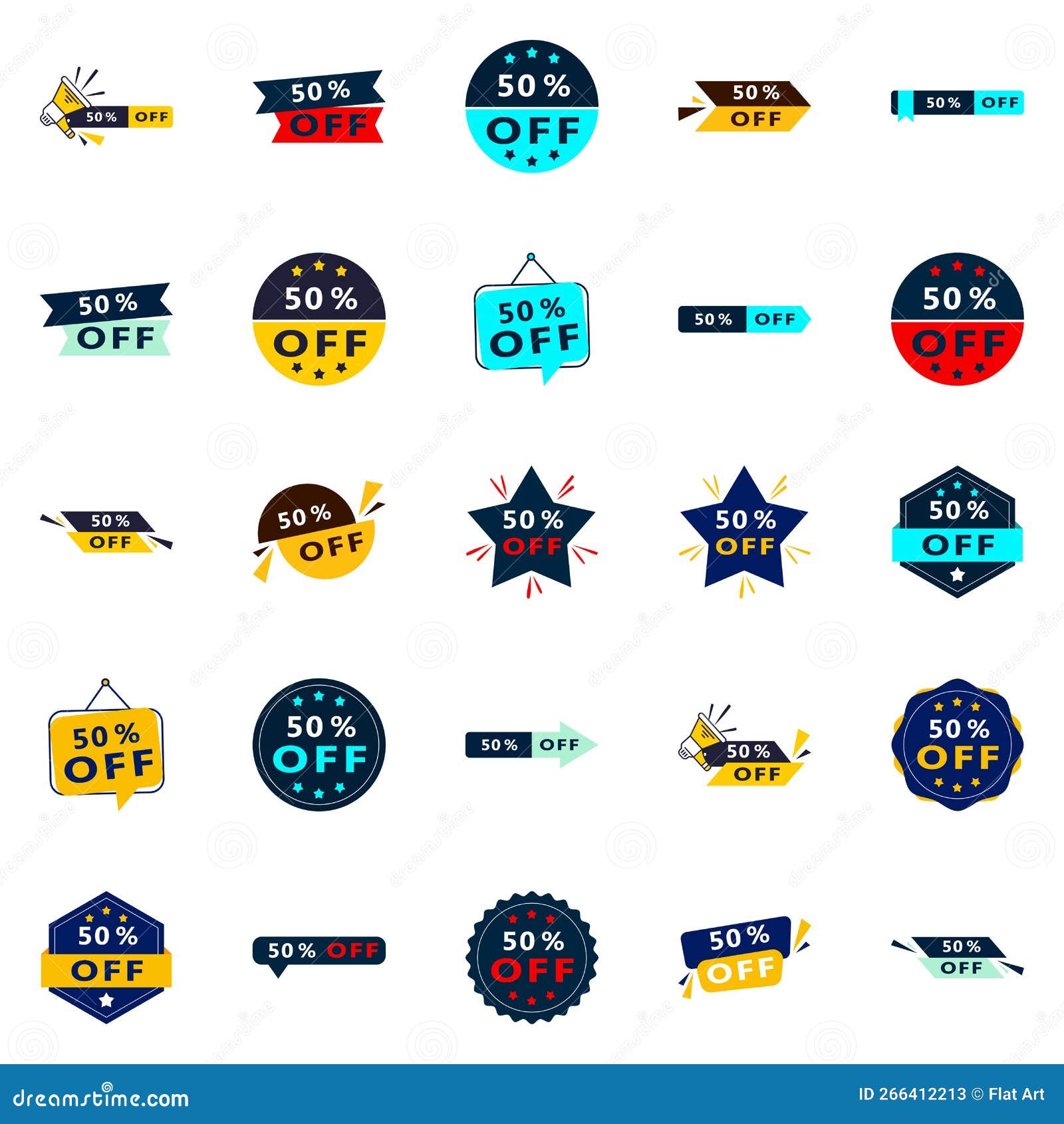 50 Discount Pack 25 Different Designs Stock Vector - Illustration of ...