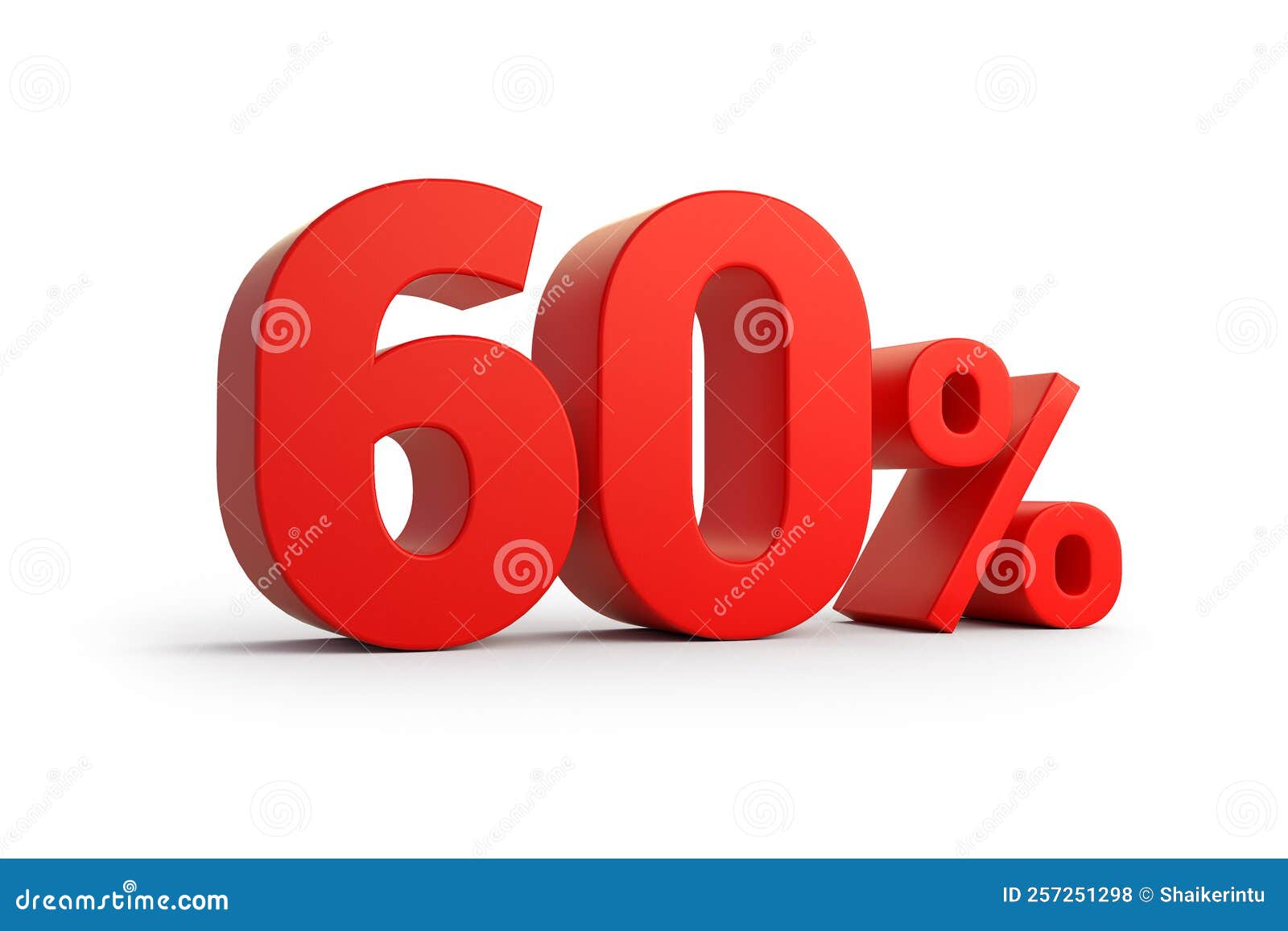 Discount 60 Percent Off. 3D Rendering on White Background. 3d Rendering ...