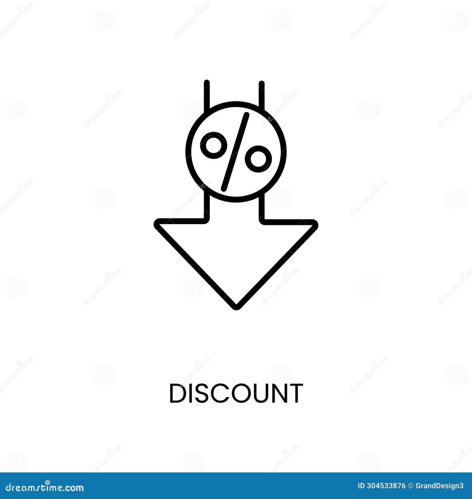 Discount, Percentage Sign on Down Arrow Line Icon Vector Stock ...