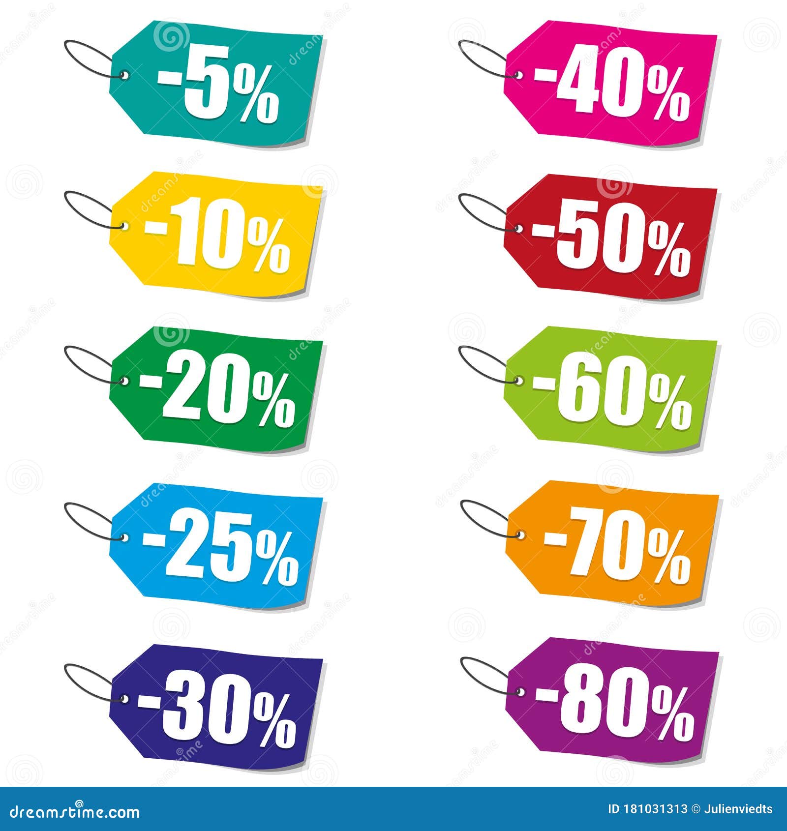 Discount Price Tags in Different Colours on White Background Stock ...