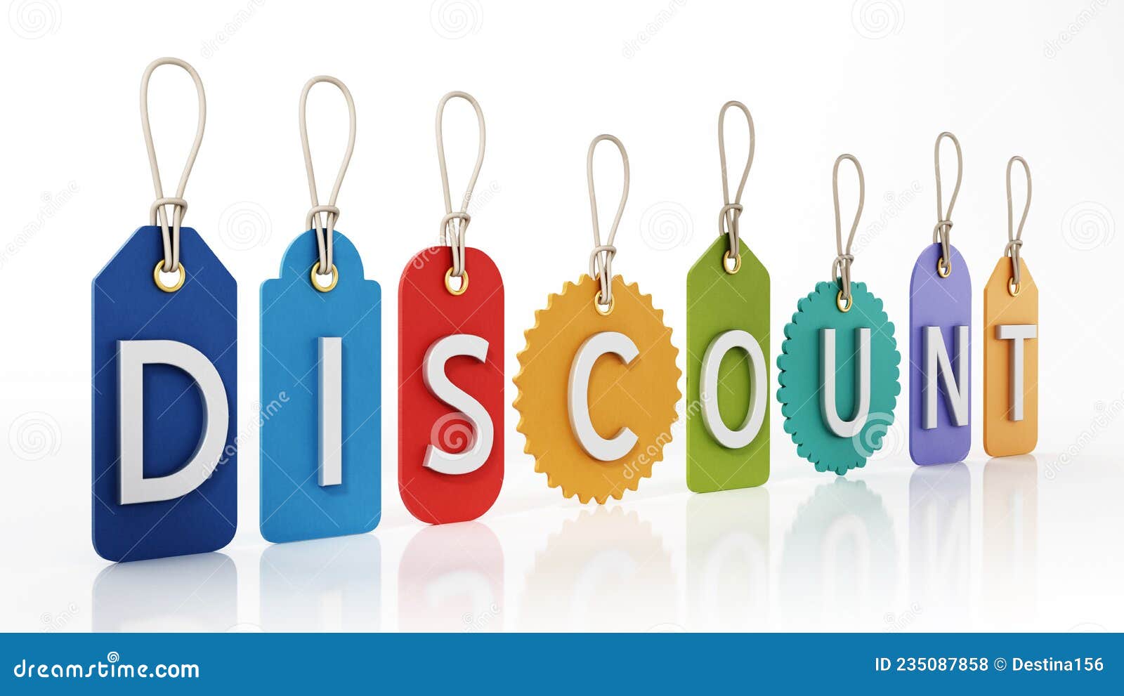 Discount Price Tags Isolated on White Background. 3D Illustration Stock ...