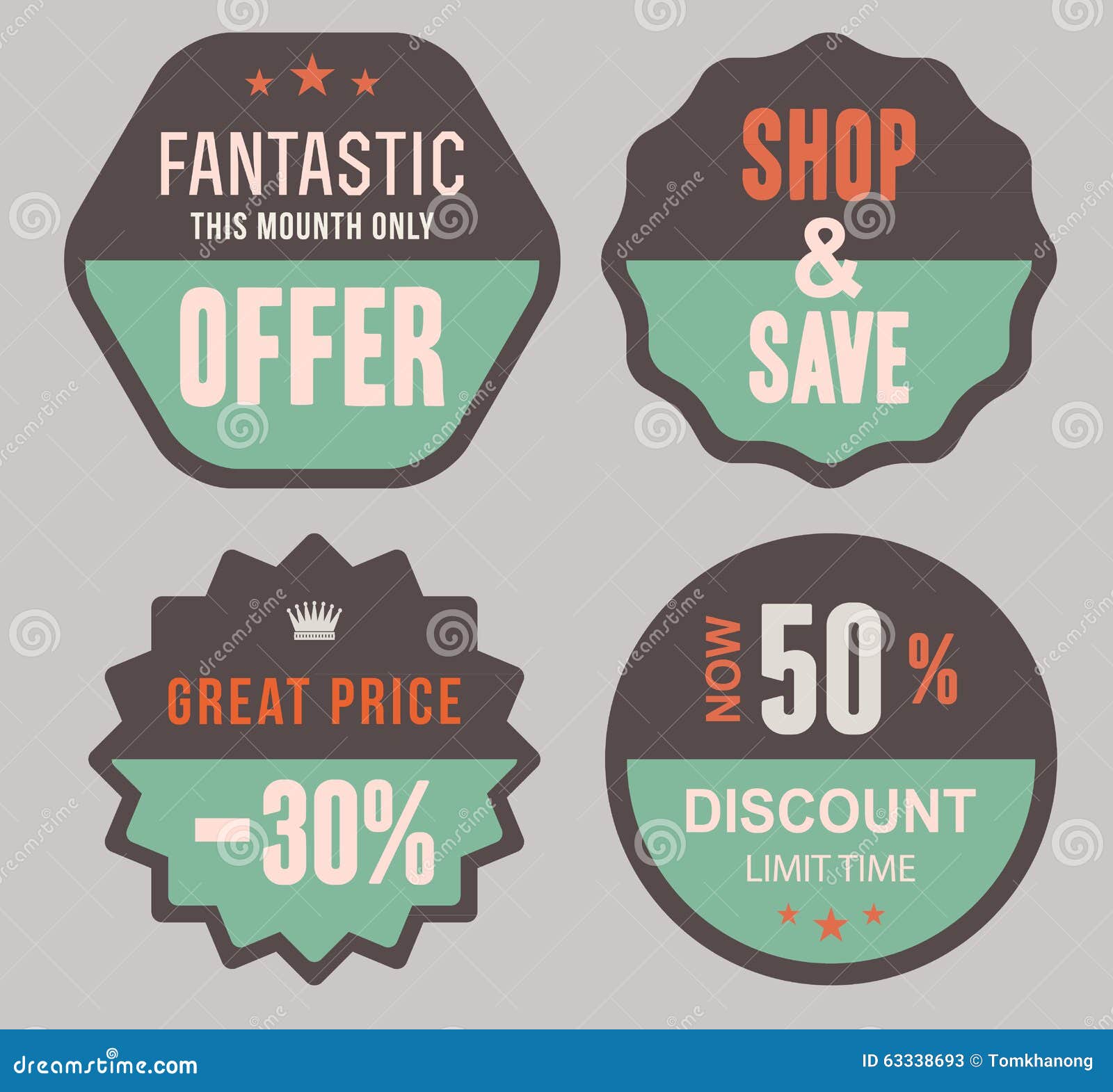Discount Product Labels Retro Style Vector Design. Stock Vector ...