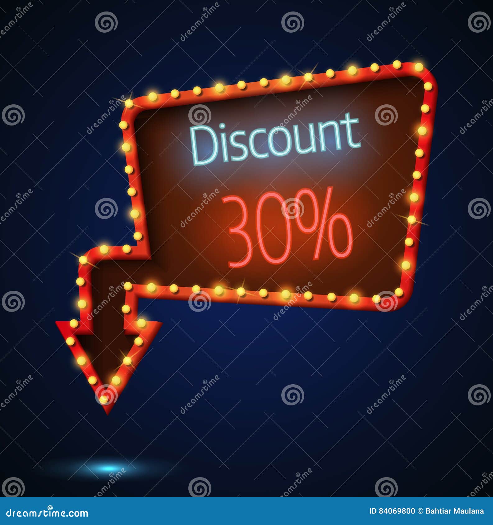 Discount Signboard Retro Style with Light Frame Stock Vector ...