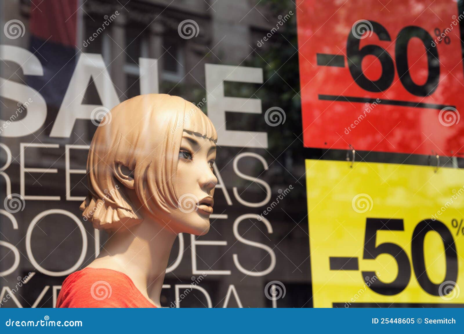 Discount Signs in a Shop Window. Stock Image - Image of buying, display ...