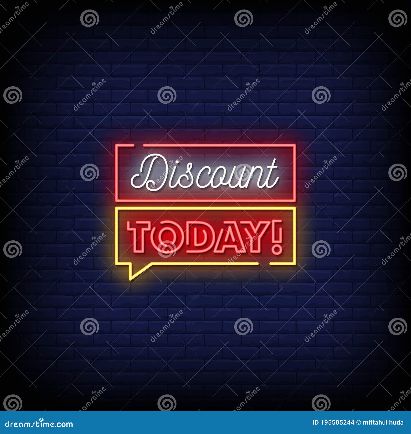 Discount Today Neon Signs Style Text Vector Stock Vector - Illustration ...
