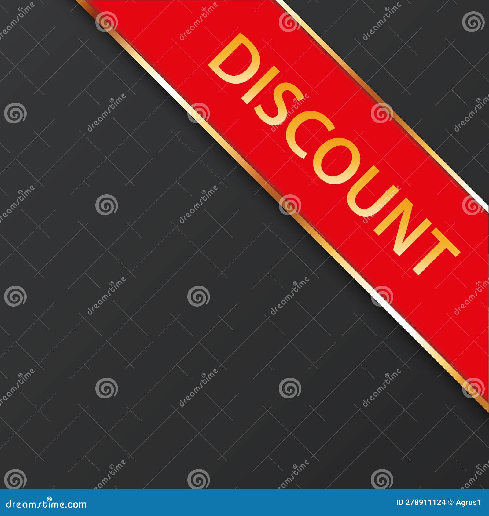 DISCOUNT - Vector Illustration of Red Corner Ribbon Banner with Gold ...