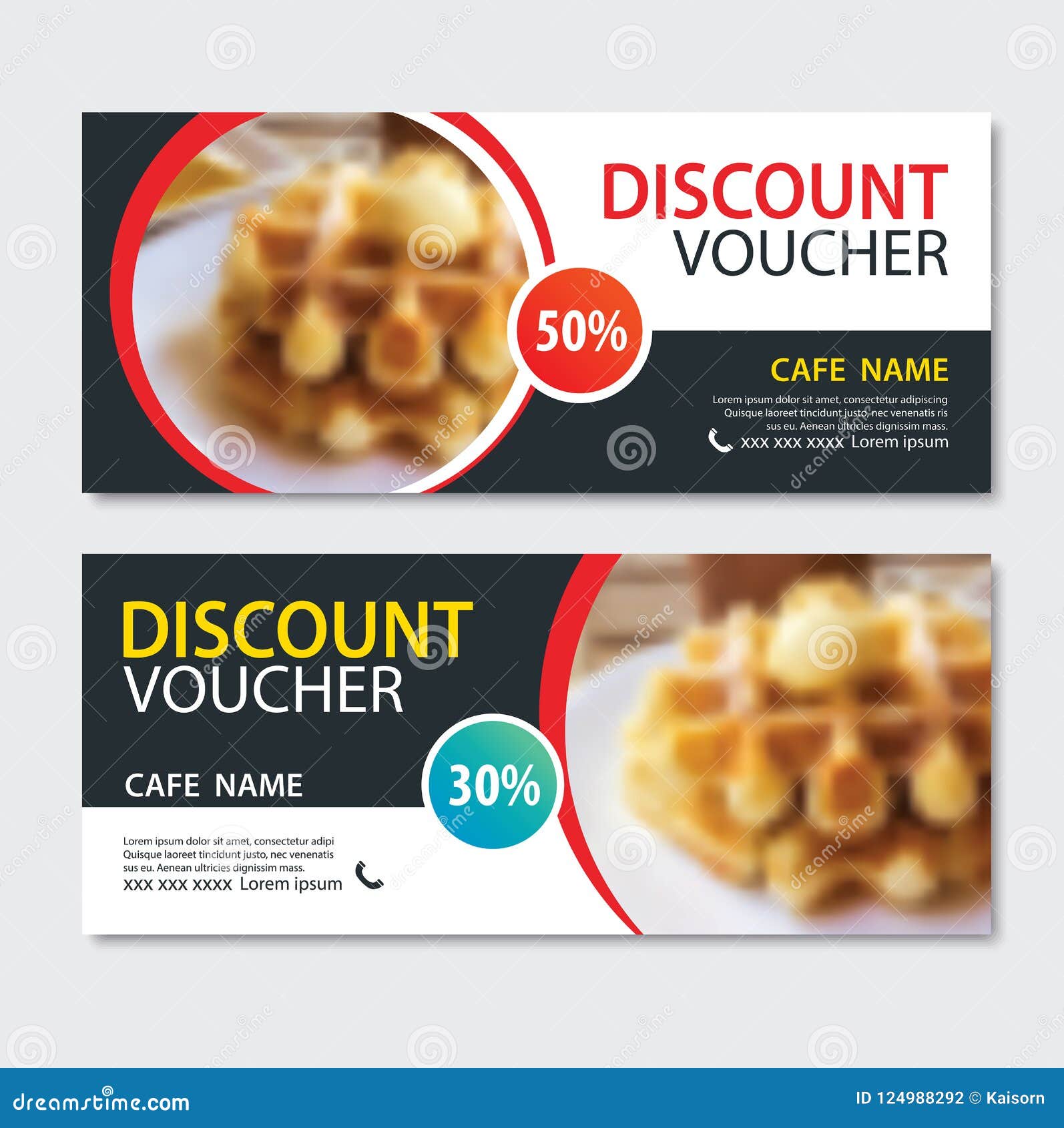 Discount Voucher Dessert Waffle in Template Design. Stock Vector ...