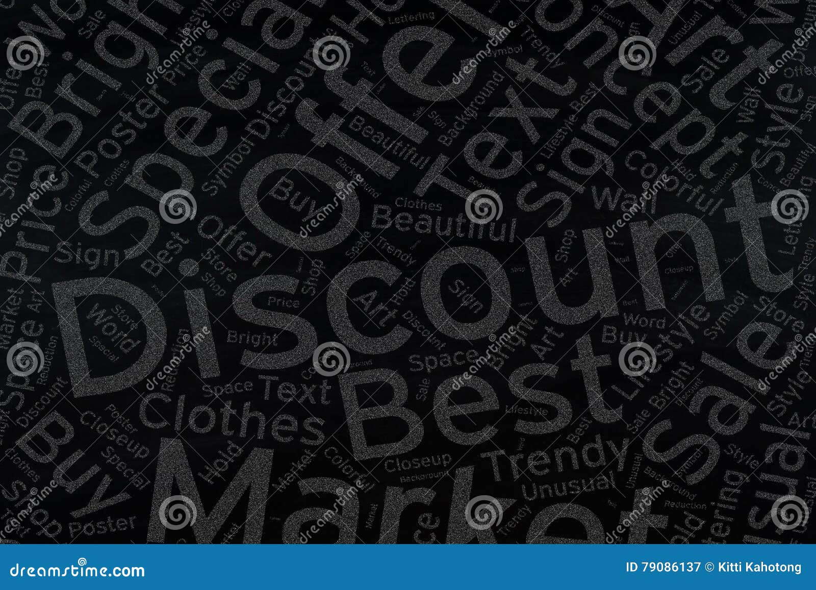 Discount ,Word Cloud Art on Blackboard Stock Image - Image of banner ...