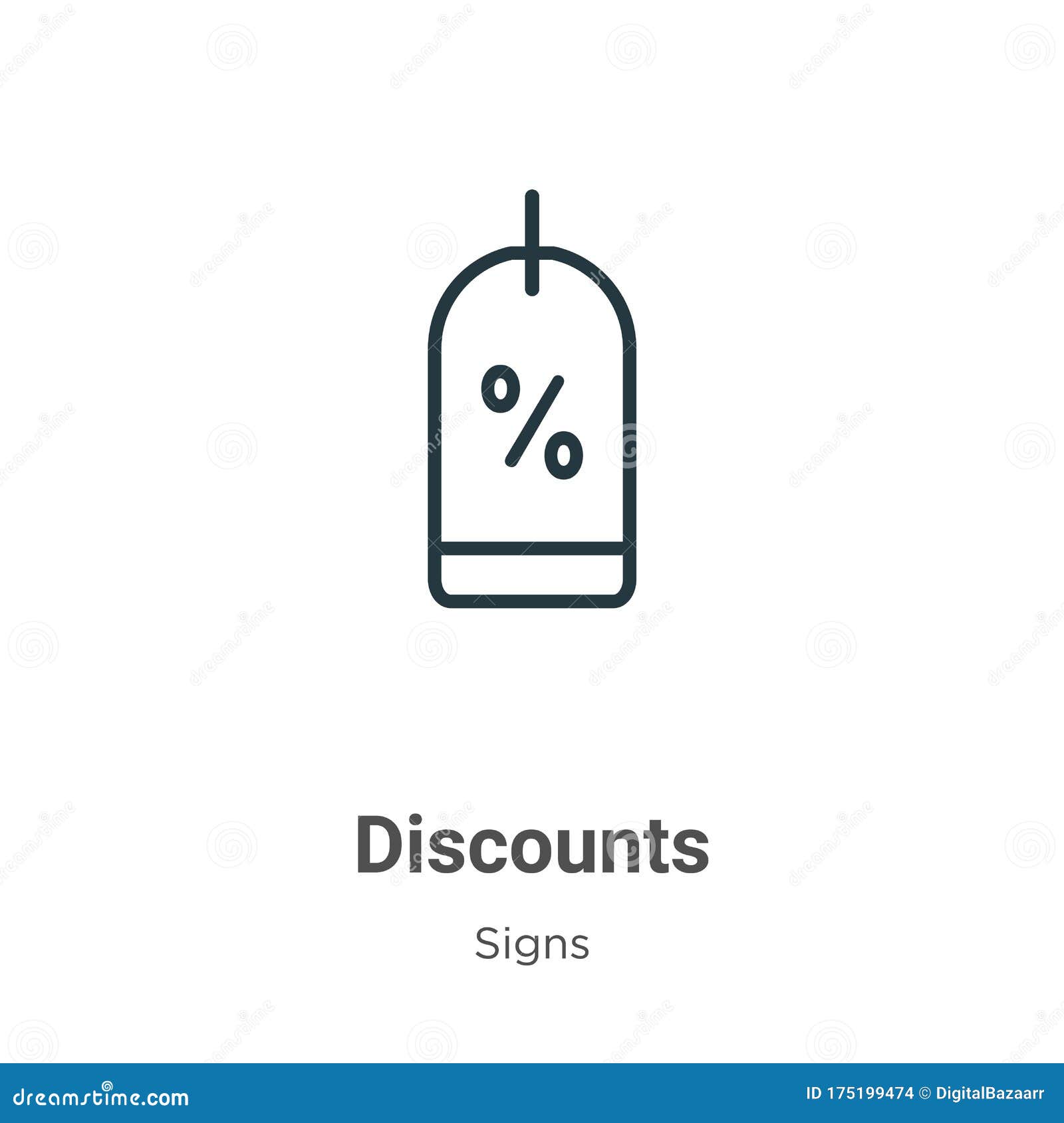 Discounts Outline Vector Icon. Thin Line Black Discounts Icon, Flat ...