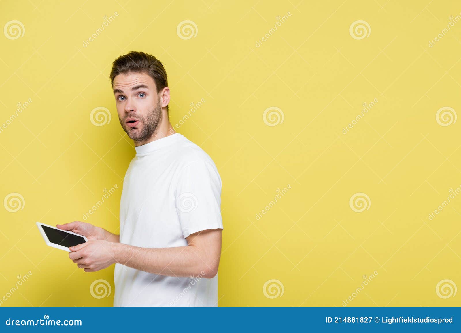 Discouraged Man Looking at Camera while Stock Image - Image of stand ...