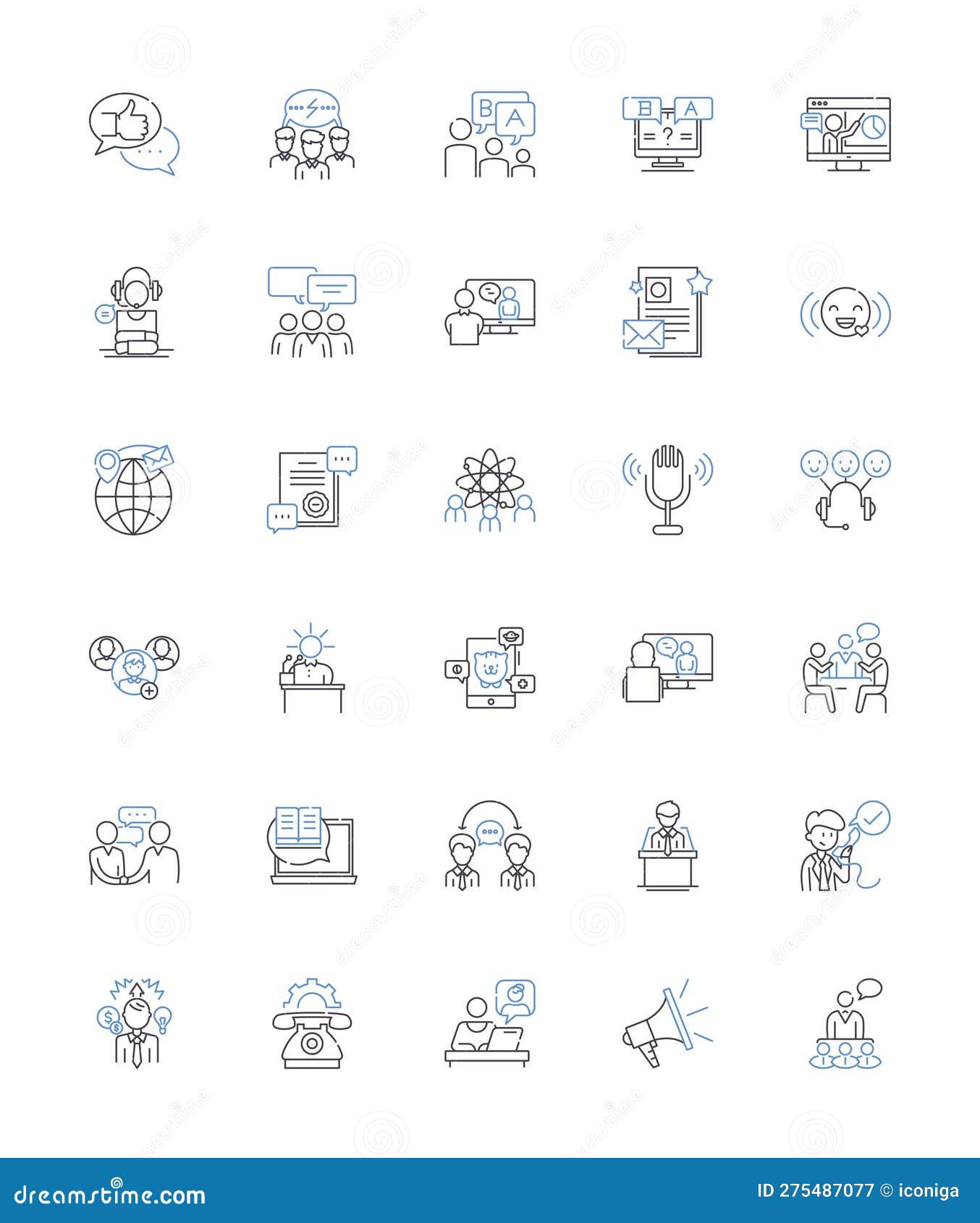 Discourse Line Icons Collection Dialogue Interaction Conversation