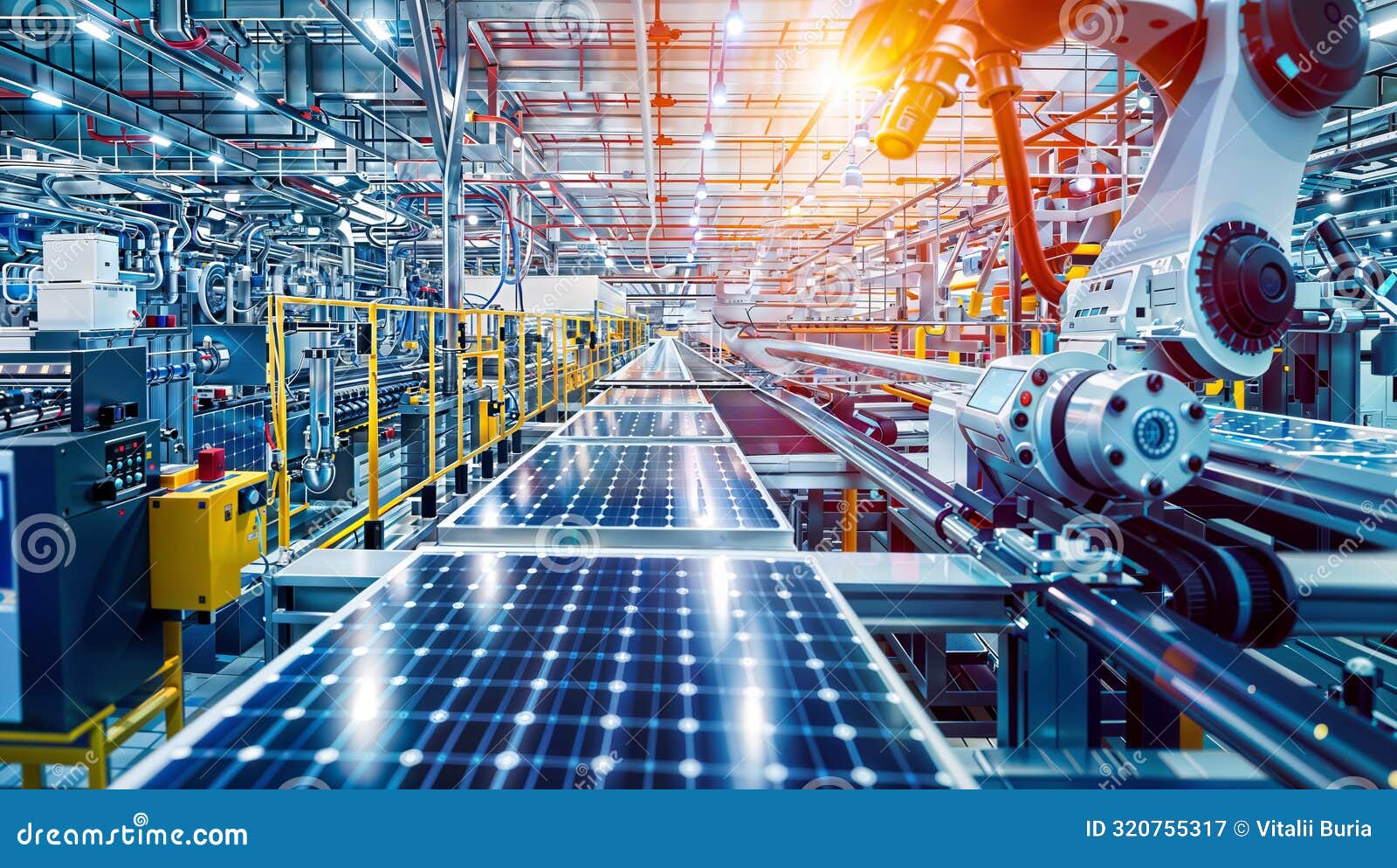 Advanced Solar Panel Manufacturing Facility with Robotic Arms ...