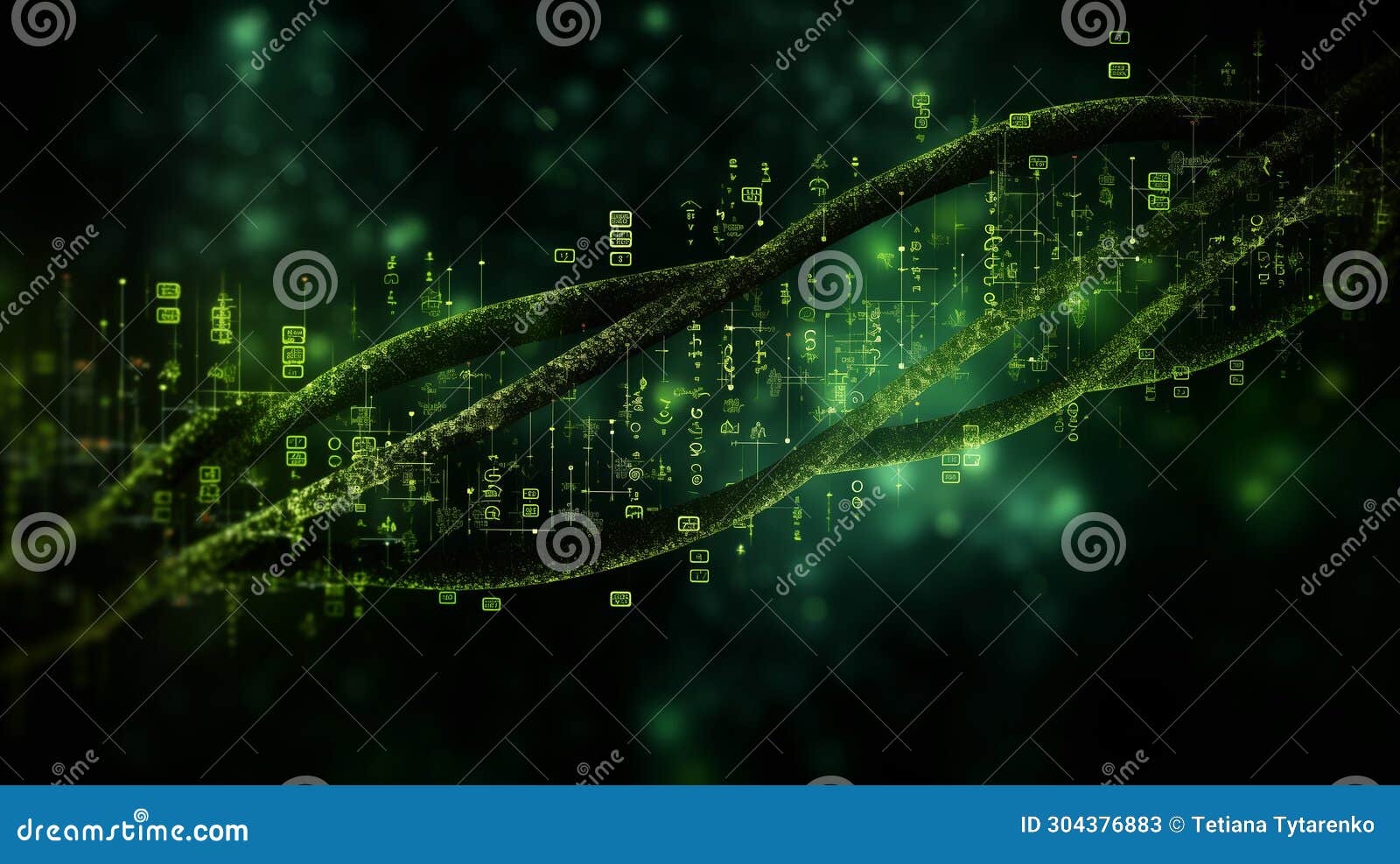 Discover Beauty of Genetics and Technology As Green Digital Code Adorns ...