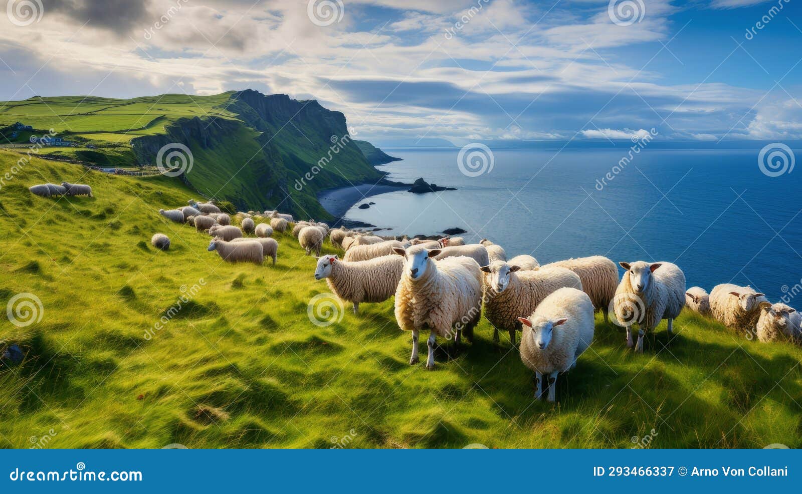 Majestic Irish Cliffs: a Flock of Sheep on the Western Edge Stock ...