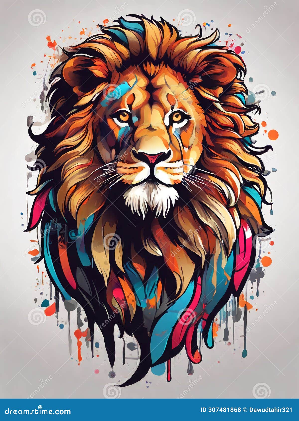 Vibrant Lion Graffiti a Professional Vector Art on Clean White ...