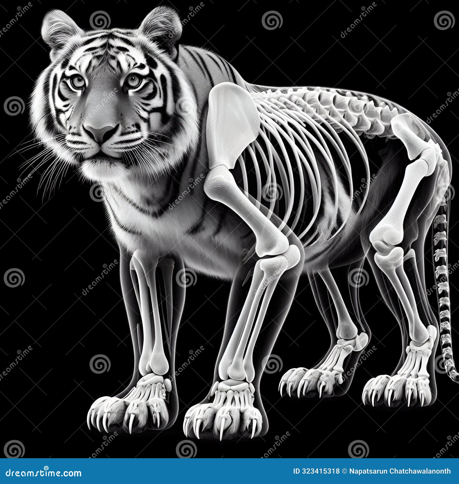 Understanding Tiger Anatomy through Skeletons, Generative AI. Stock ...