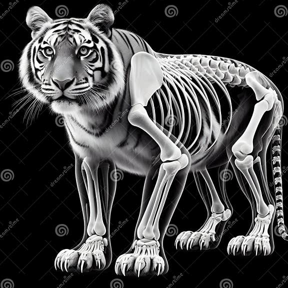 Understanding Tiger Anatomy through Skeletons, Generative AI. Stock ...