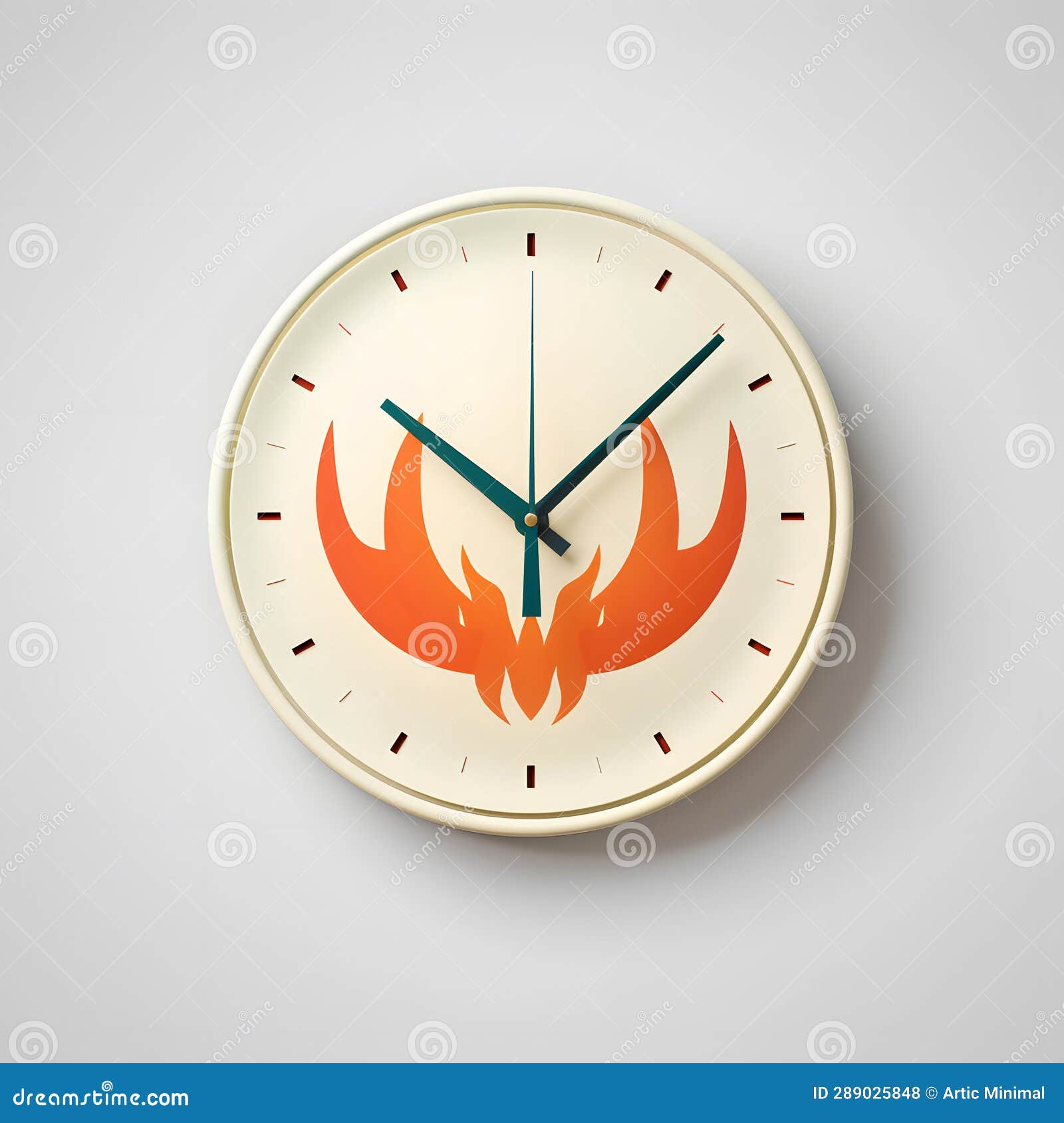 Minimal Clock Design with Graphical Fire Element Stock Illustration ...