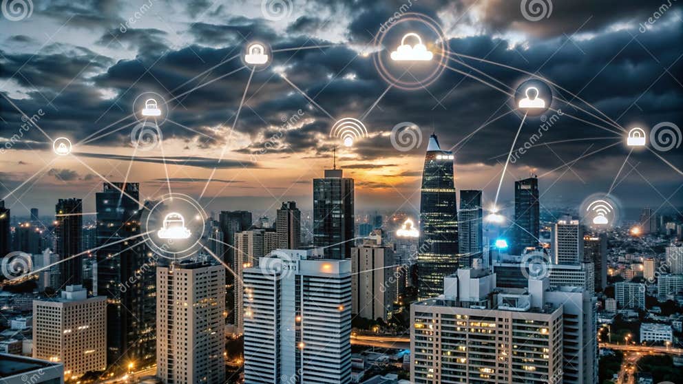 5G: the Backbone of Modern Connectivity and Smart City Evolution Stock Illustration ...