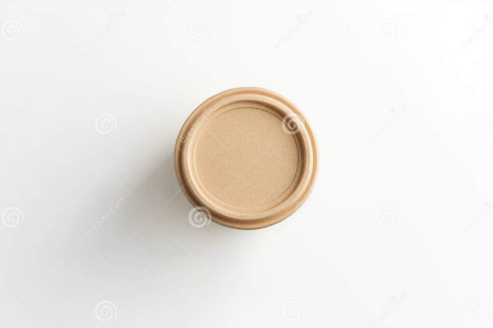 A Top View of a Simple Beige Container with a Smooth Lid. Minimalistic ...