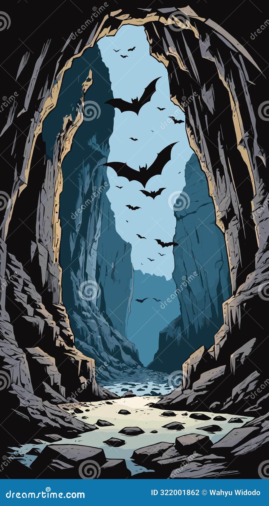 Vector Artwork of Bats in a Cave Natural Landscape Cavern Wallpaper ...