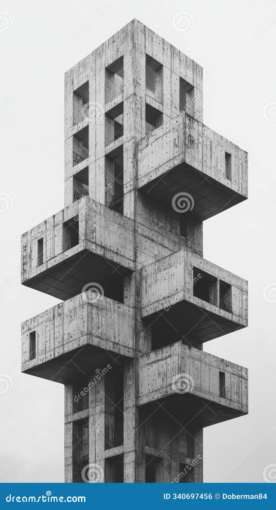 Modern Brutalist Architecture Featuring Geometric Concrete Blocks and ...