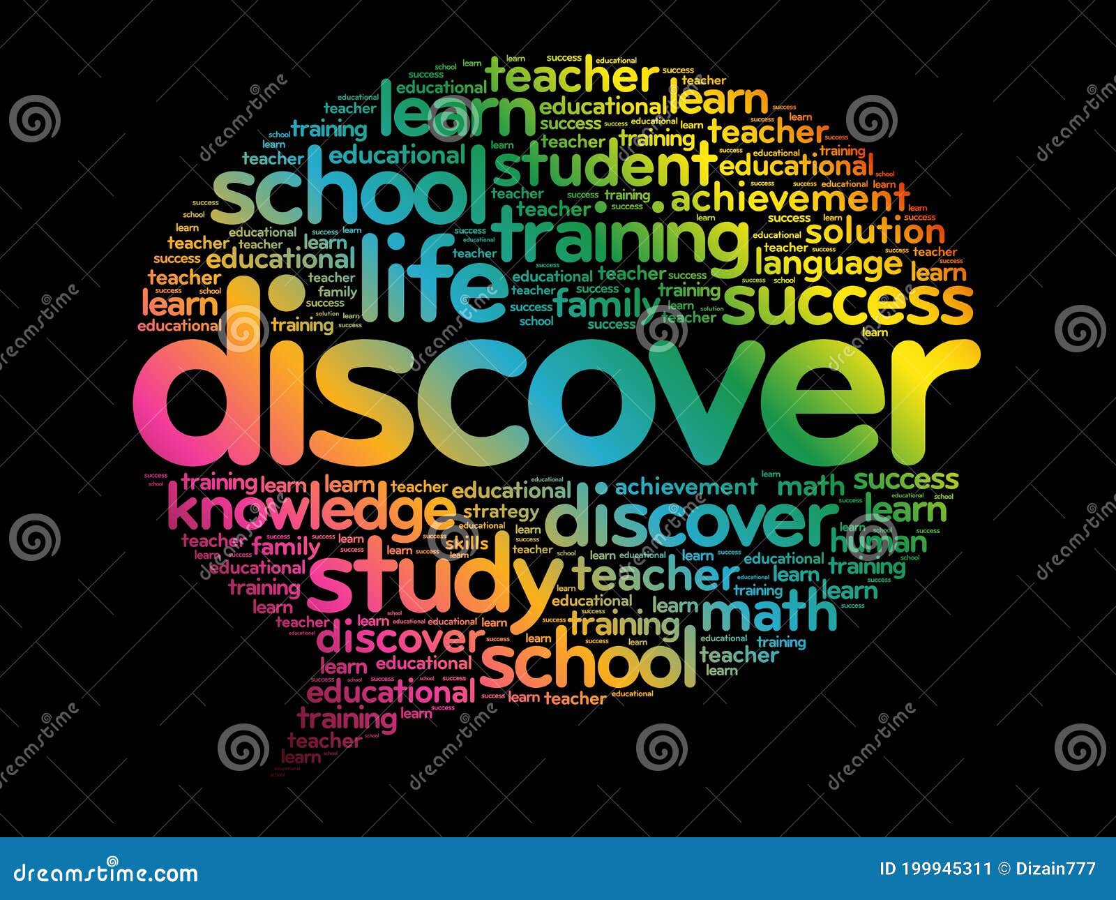 DISCOVER Think Bubble Word Cloud Stock Illustration - Illustration of ...