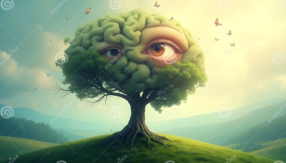 Vision of Nature: the Mindful Tree Stock Illustration - Illustration of ...