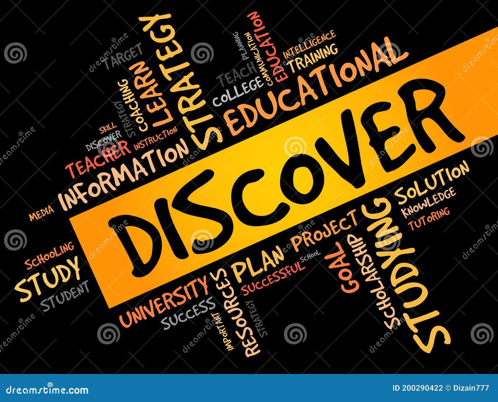 DISCOVER word cloud stock illustration. Illustration of education ...