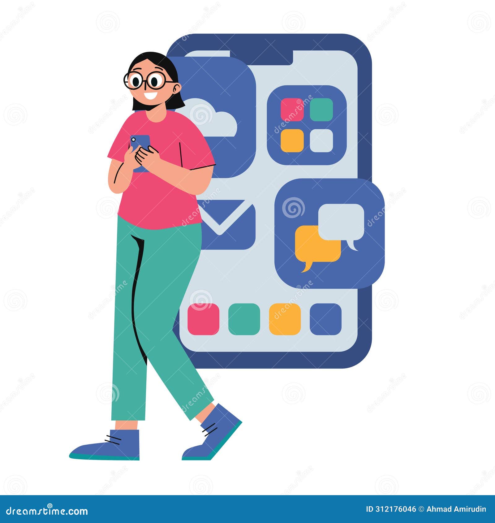 Mobile App Flat Style Illustration Stock Illustration - Illustration of ...
