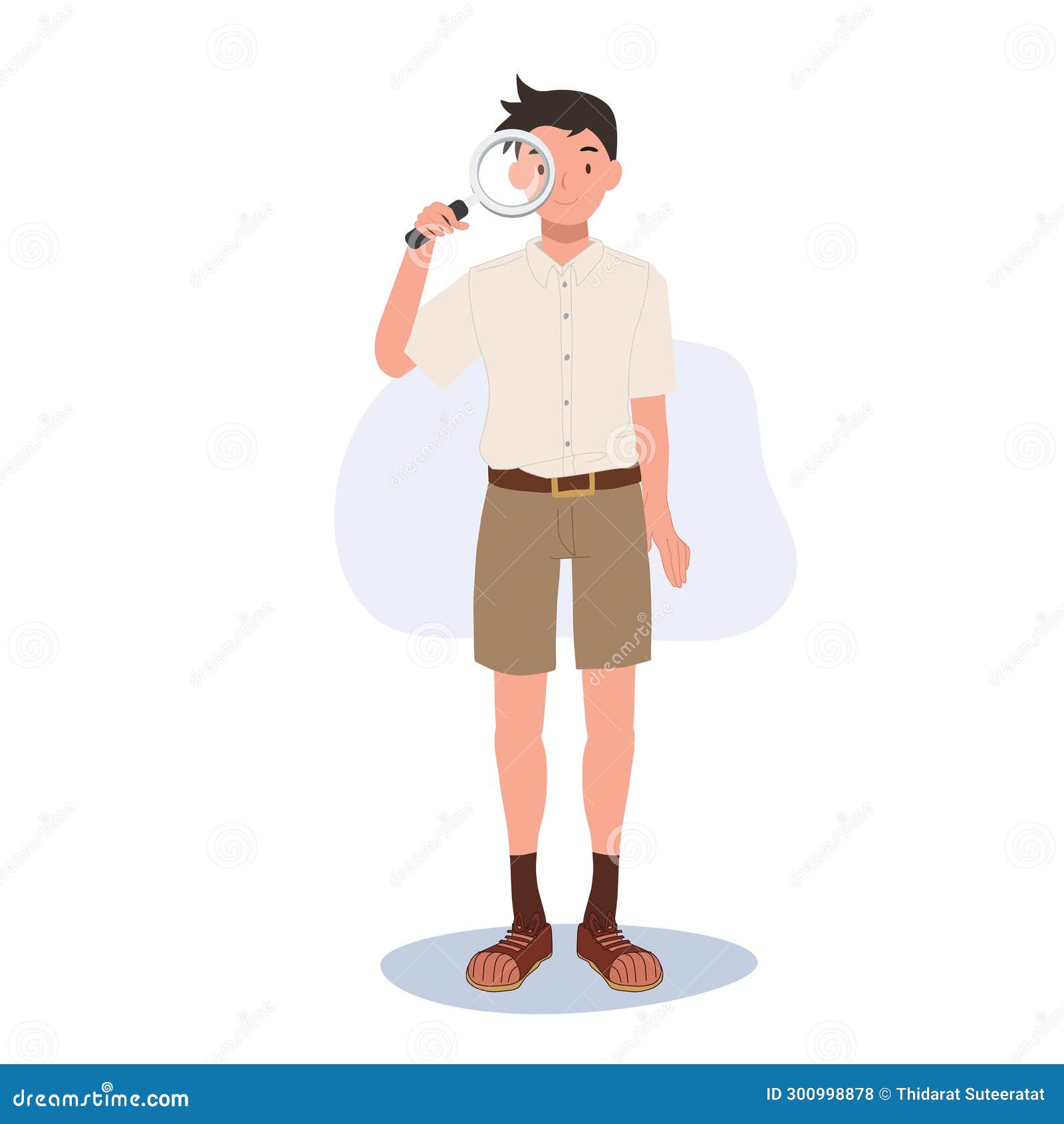 Discovering Knowledge. Thai Student In Uniform Using Magnifying Glass ...